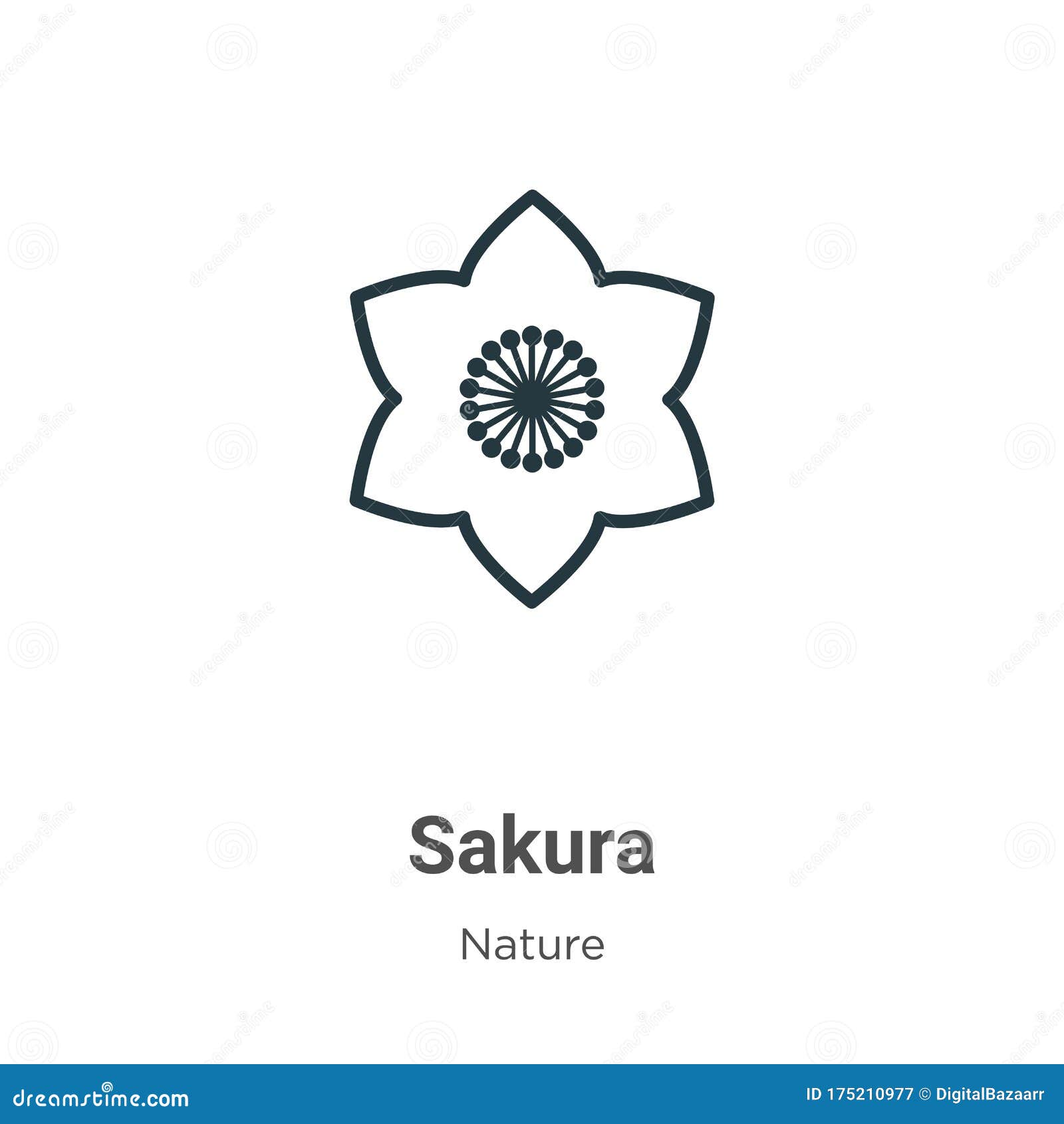Sakura Outline Vector Icon. Thin Line Black Sakura Icon, Flat Vector ...