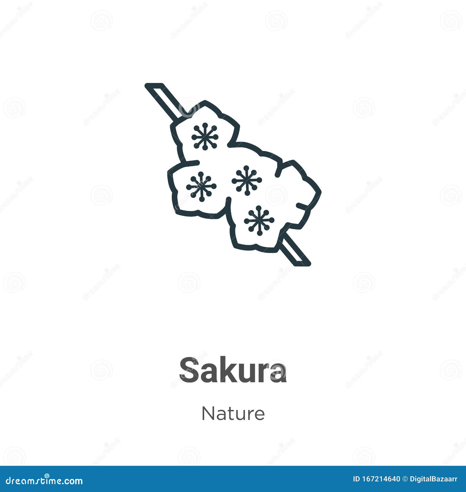 Sakura Outline Vector Icon. Thin Line Black Sakura Icon, Flat Vector ...