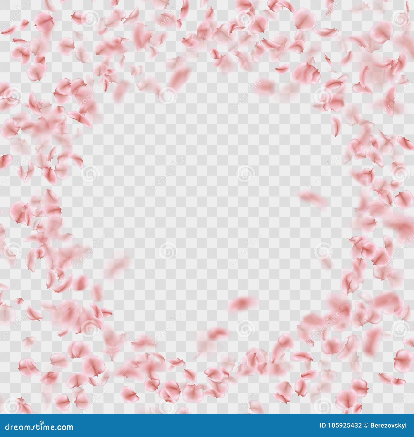 Sakura Petals Circle Frame on Transparent Background. EPS 10 Vector ...