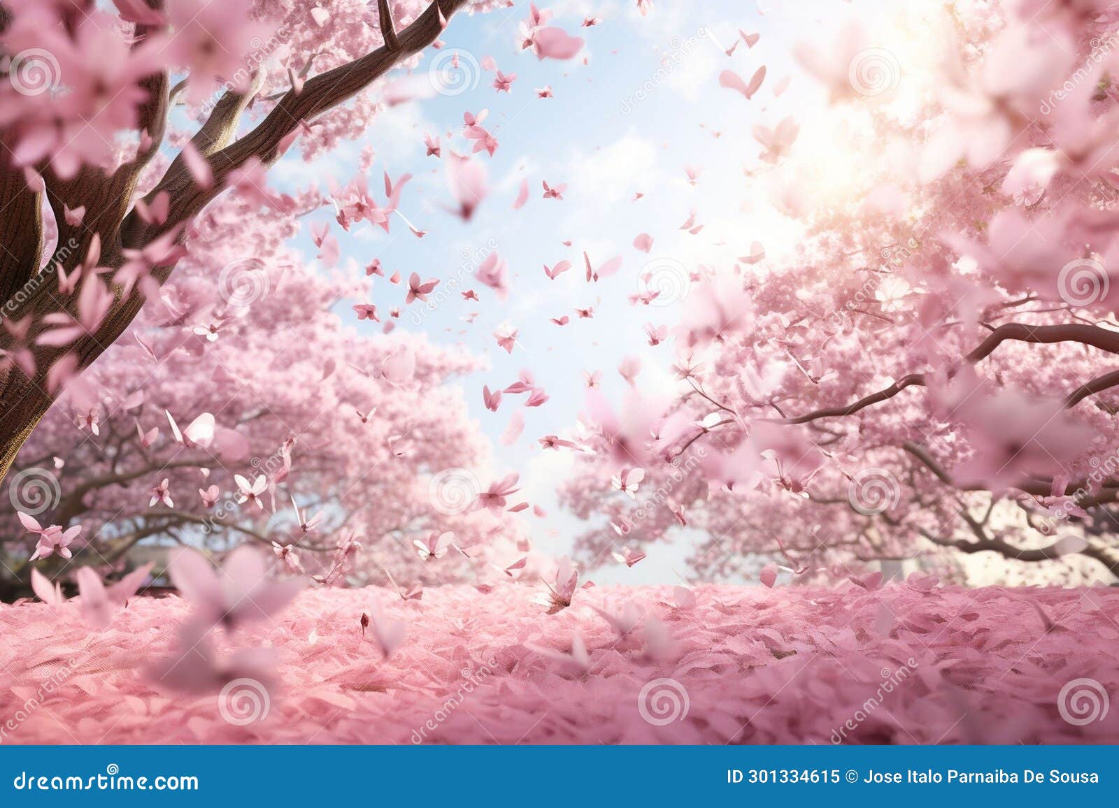 Sakura Strength Cherry Blossoms Falling To Shape Stock Illustration ...
