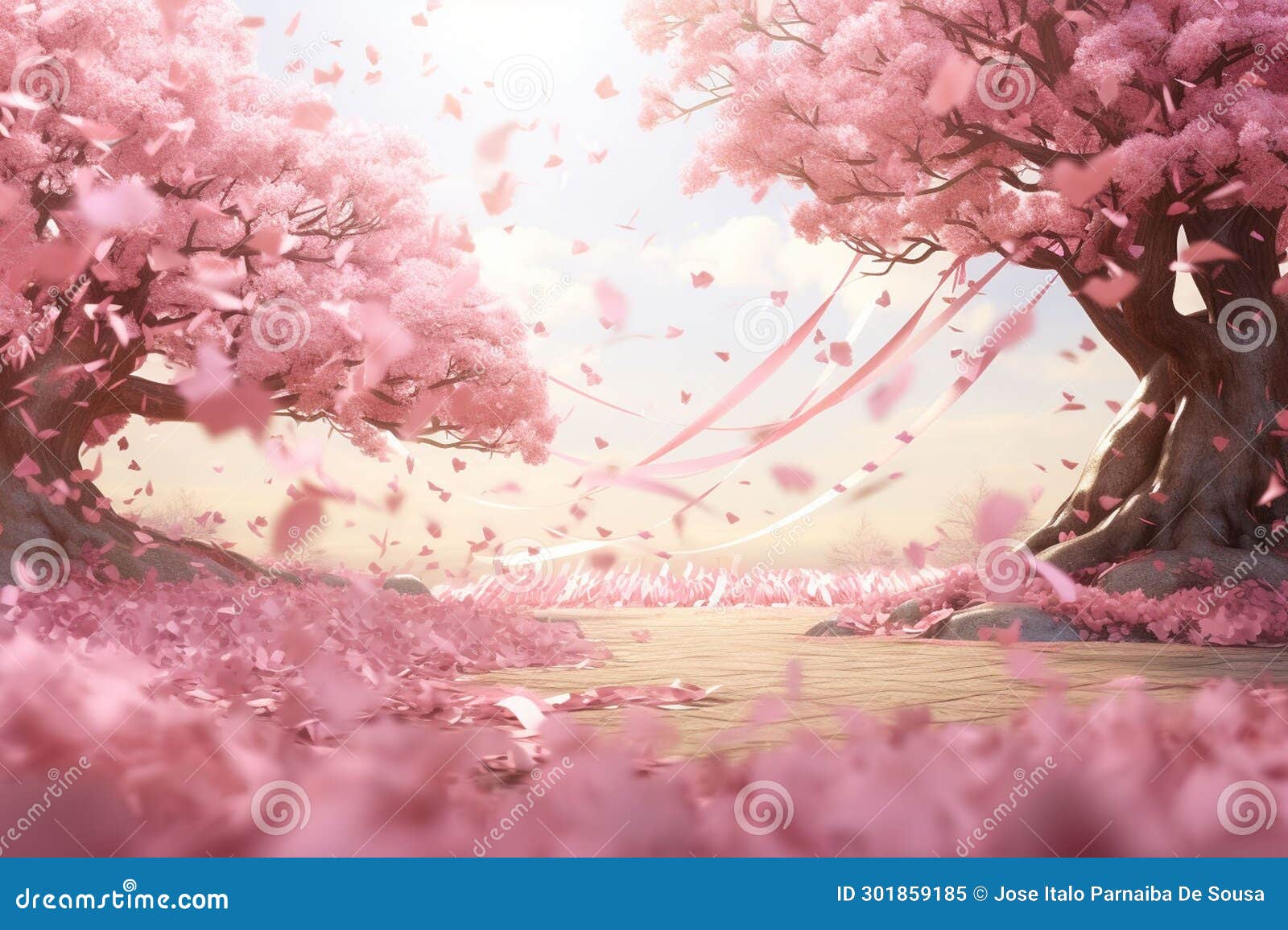 Sakura Strength Cherry Blossoms Falling To Shape Stock Illustration ...