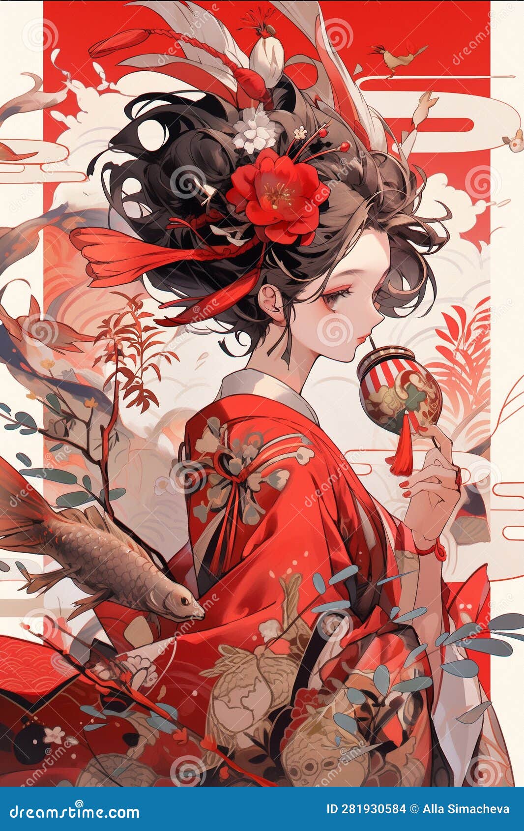 Sakura Tea. Closeup of Cherry Blossom Herb Tea Stock Illustration ...