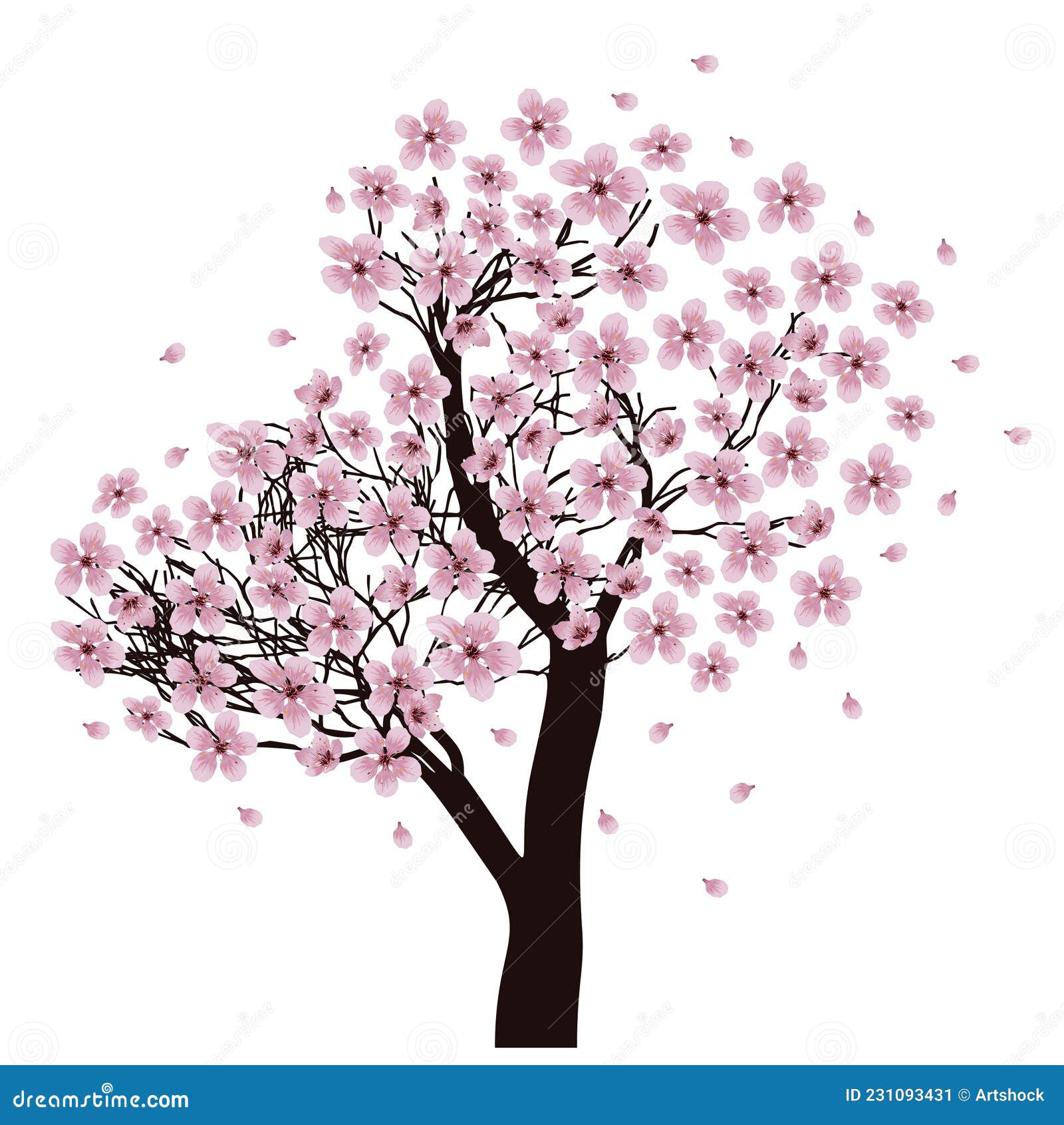 Sakura tree in bloom stock vector. Illustration of petal - 231093431