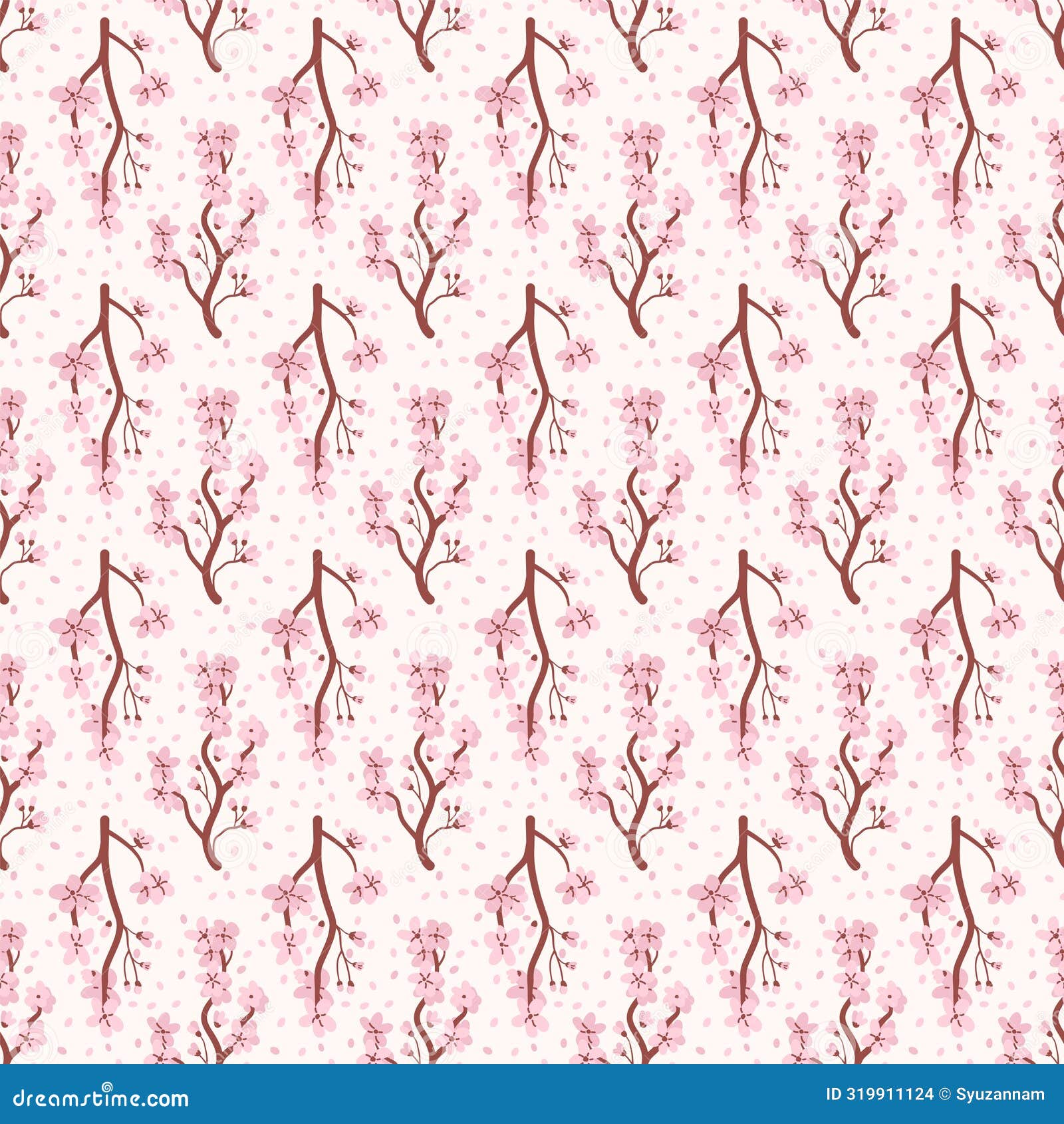 Sakura Tree Branch Seamless Pattern. Floral Endless Background ...
