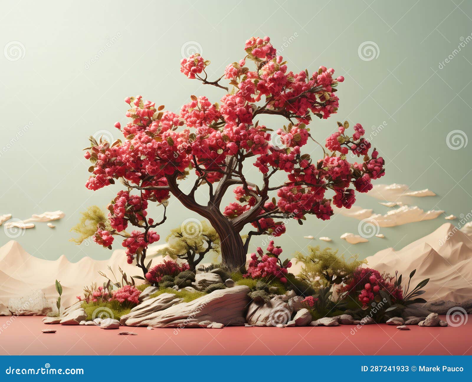 Sakura tree in the desert stock illustration. Illustration of plant ...