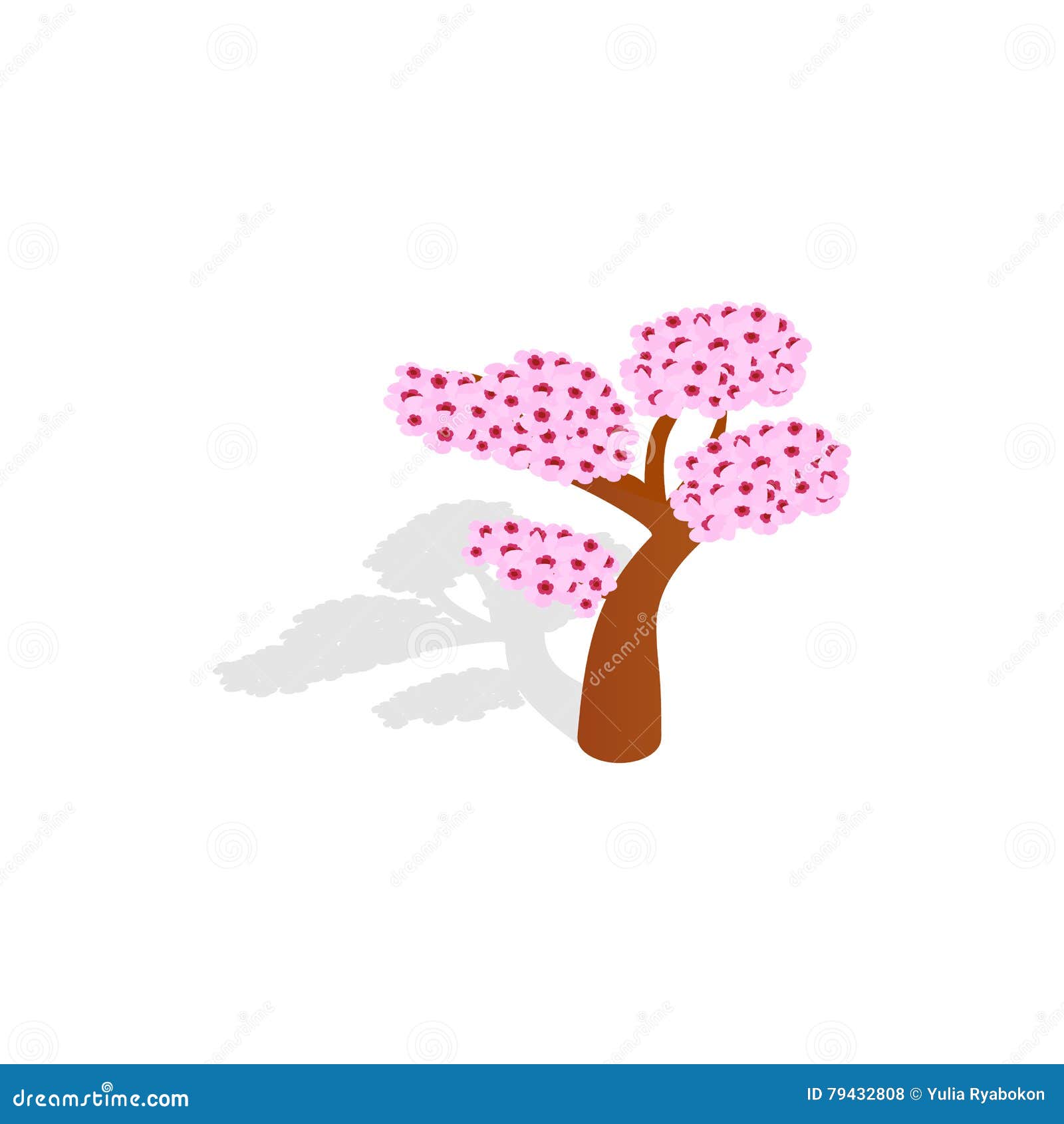 Sakura Tree Icon, Isometric 3d Style Stock Vector - Illustration of ...