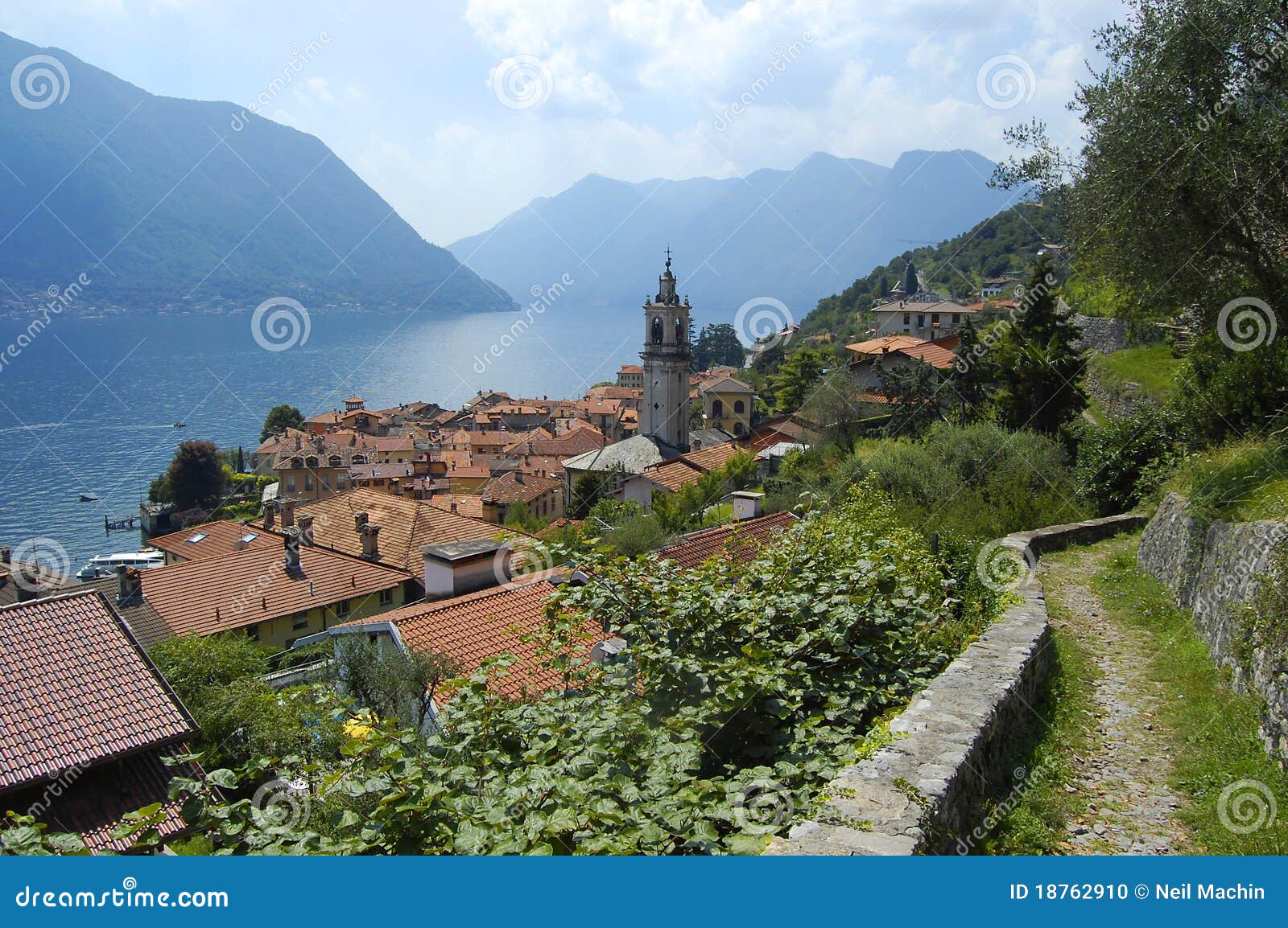 Sala Comacina from the Greenway Del Lago Stock Photo - Image of holiday ...