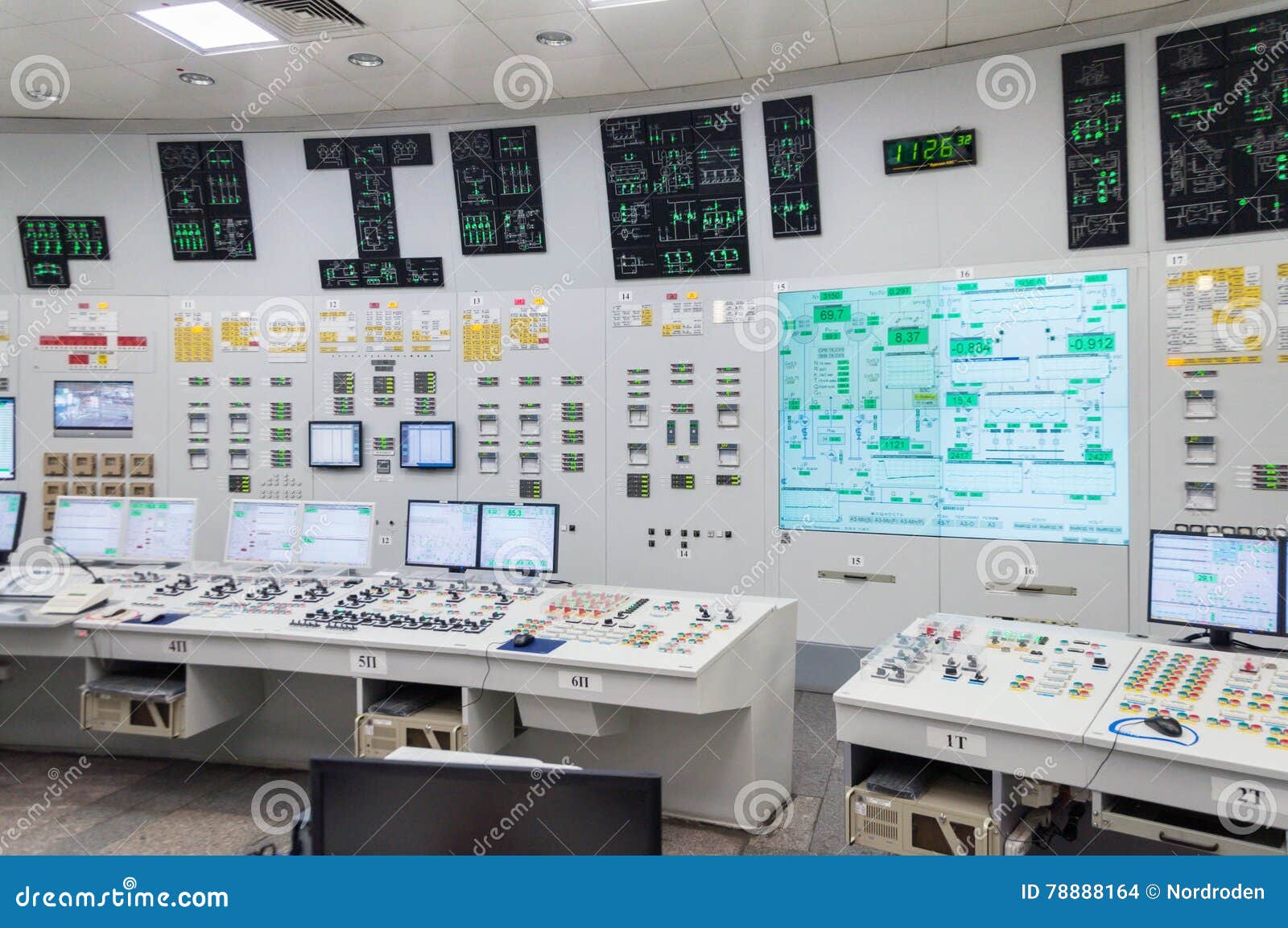 A Sala De Comando Central Do Central Nuclear Foto de Stock - Imagem de ...