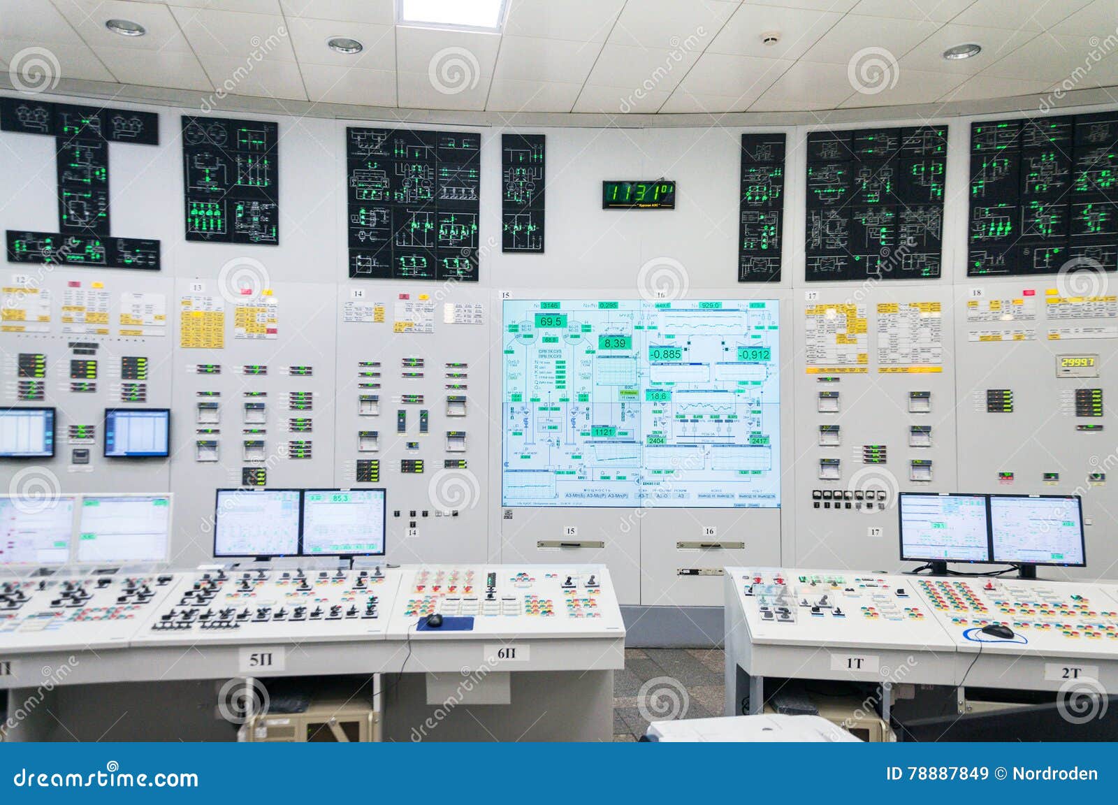 A Sala De Comando Do Central Nuclear Imagem de Stock - Imagem de linha ...