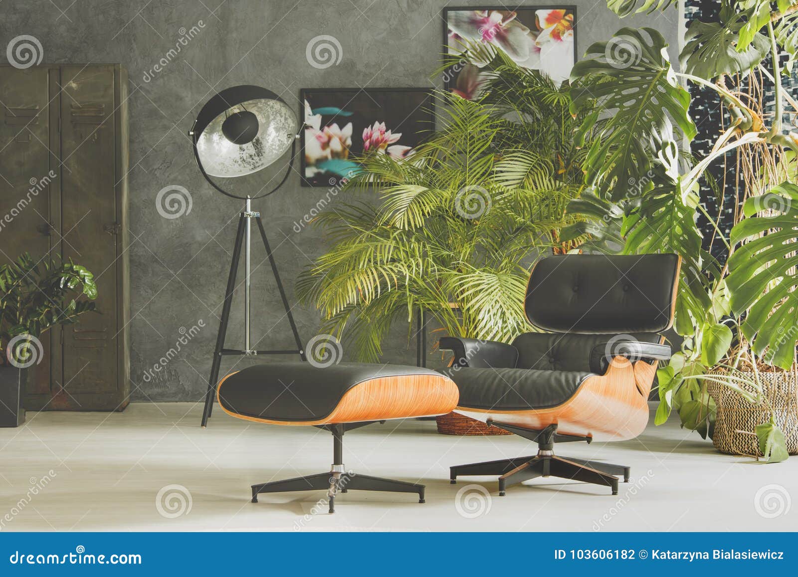 Sala De Estar Con La Silla Lujosa Foto de archivo - Imagen de concreto ...