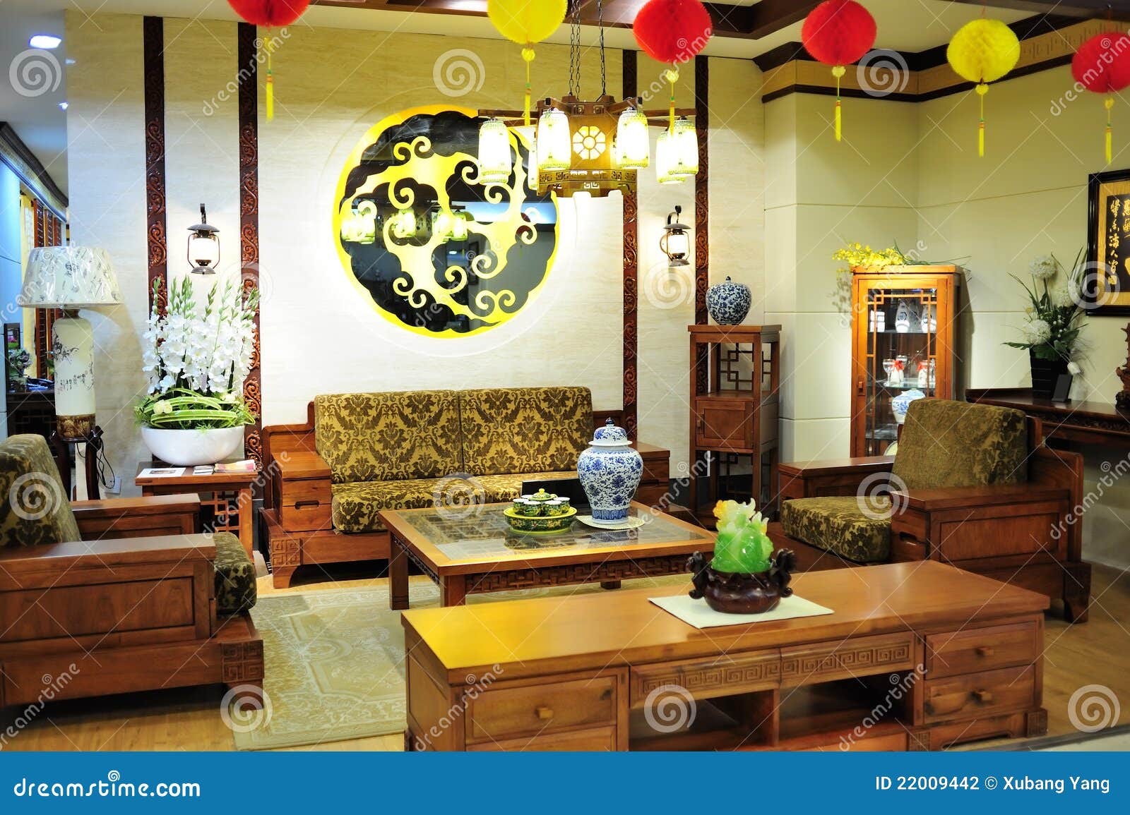 Sala De Estar Do Chinês-estilo Foto de Stock - Imagem de vermelho ...