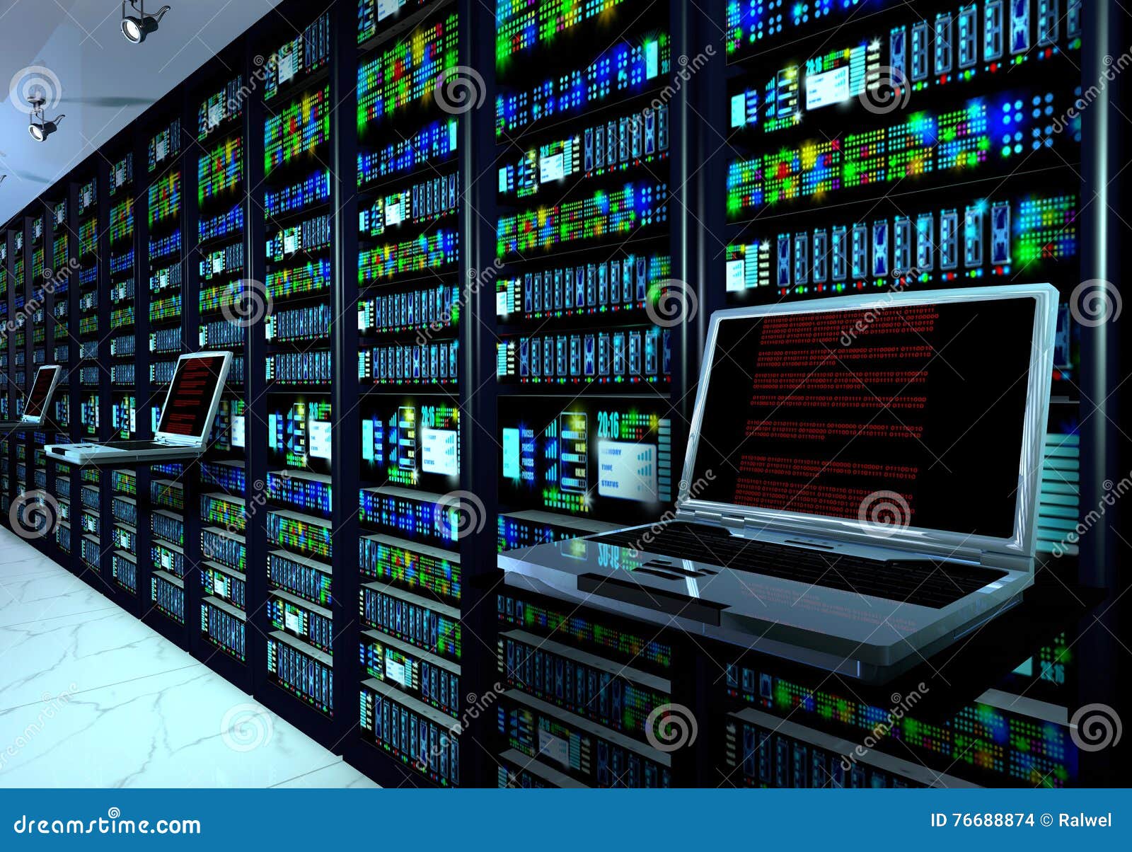 Sala No Datacenter, Sala Do Servidor Equipada Com Os Servidores De ...