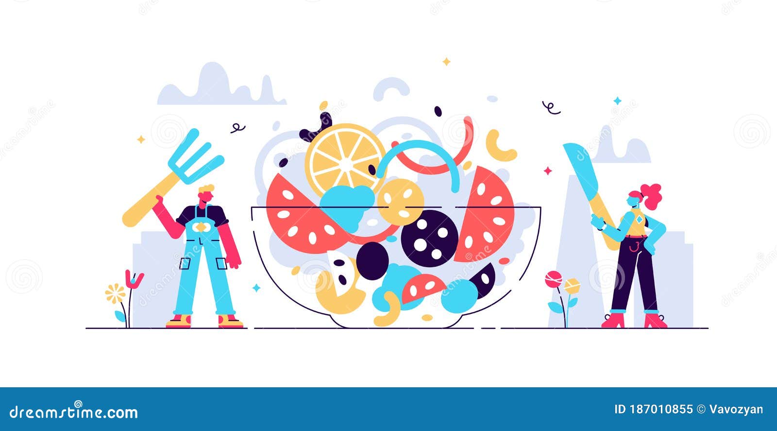 Catering Vector Illustration. Flat Tiny Food Stock Vector ...