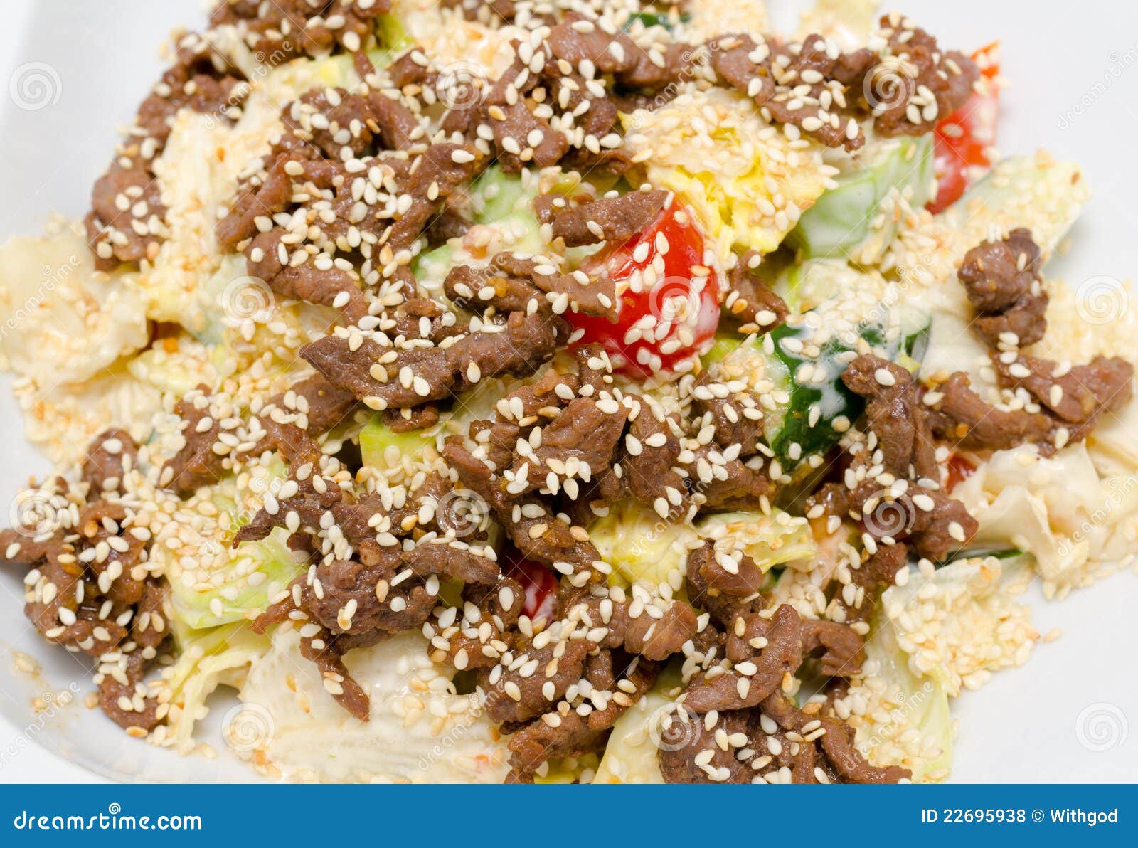 Salad with Avocado and Beef Fillet Stock Photo - Image of closeup ...