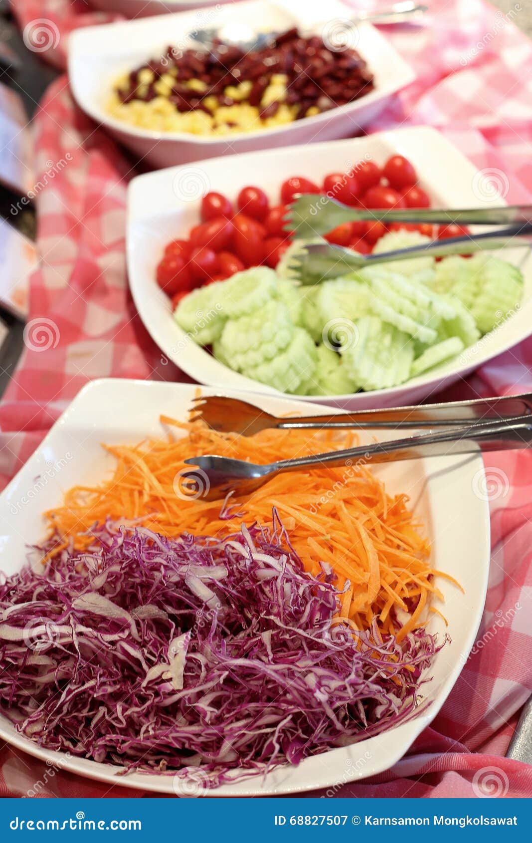 Salad Bar Buffet, Vegetables at Restaurant on a Counter Stock Image ...