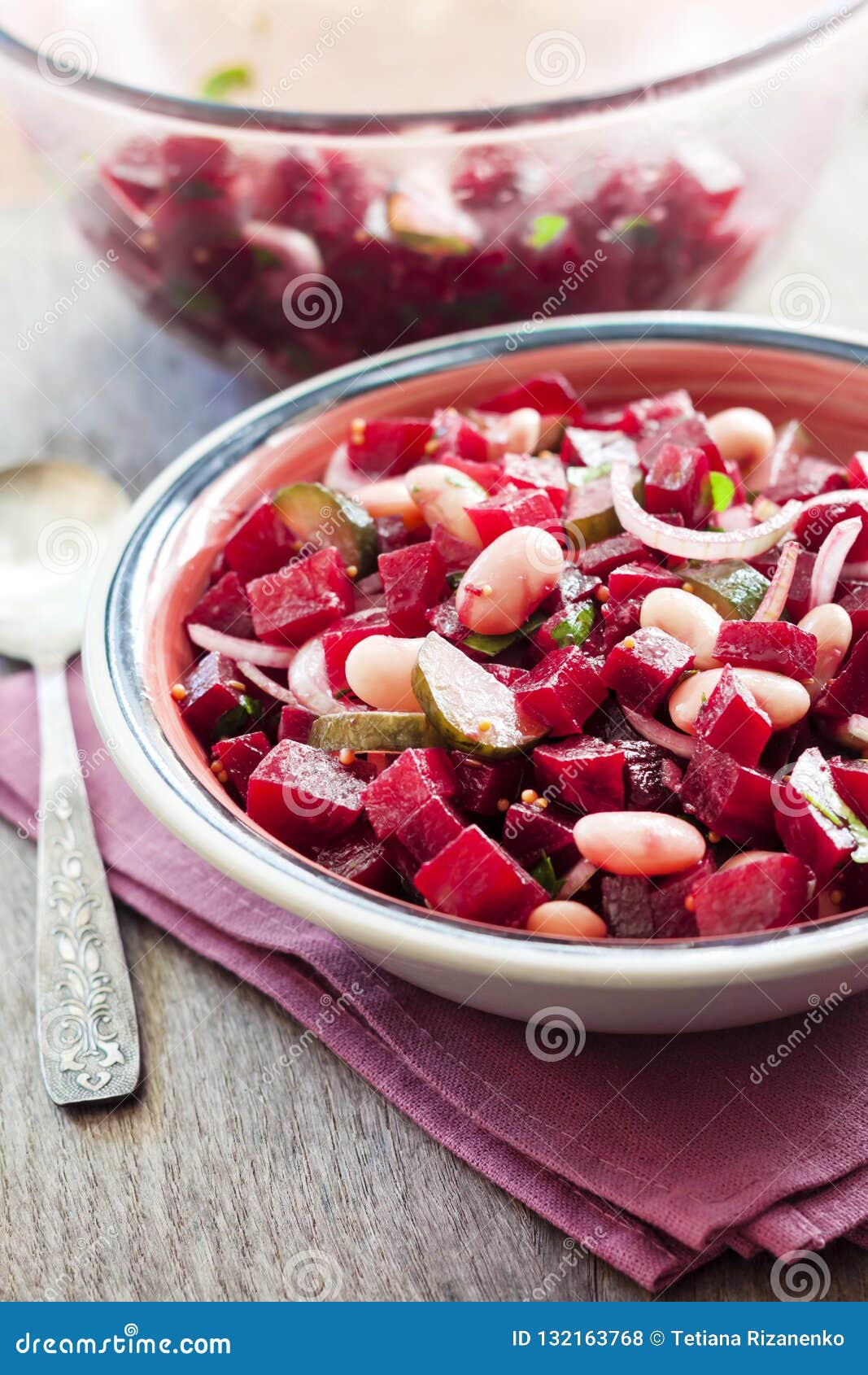 Salad with Beetroot, Kidney Beans and Pickles Stock Photo - Image of ...