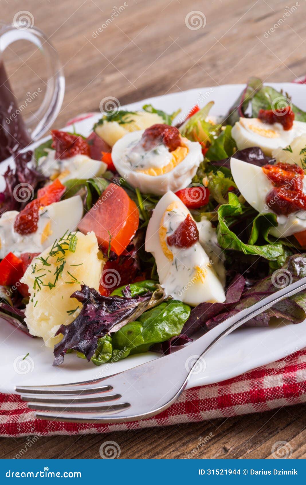 Salad with boiled egg stock photo. Image of boiled, kitchen - 31521944