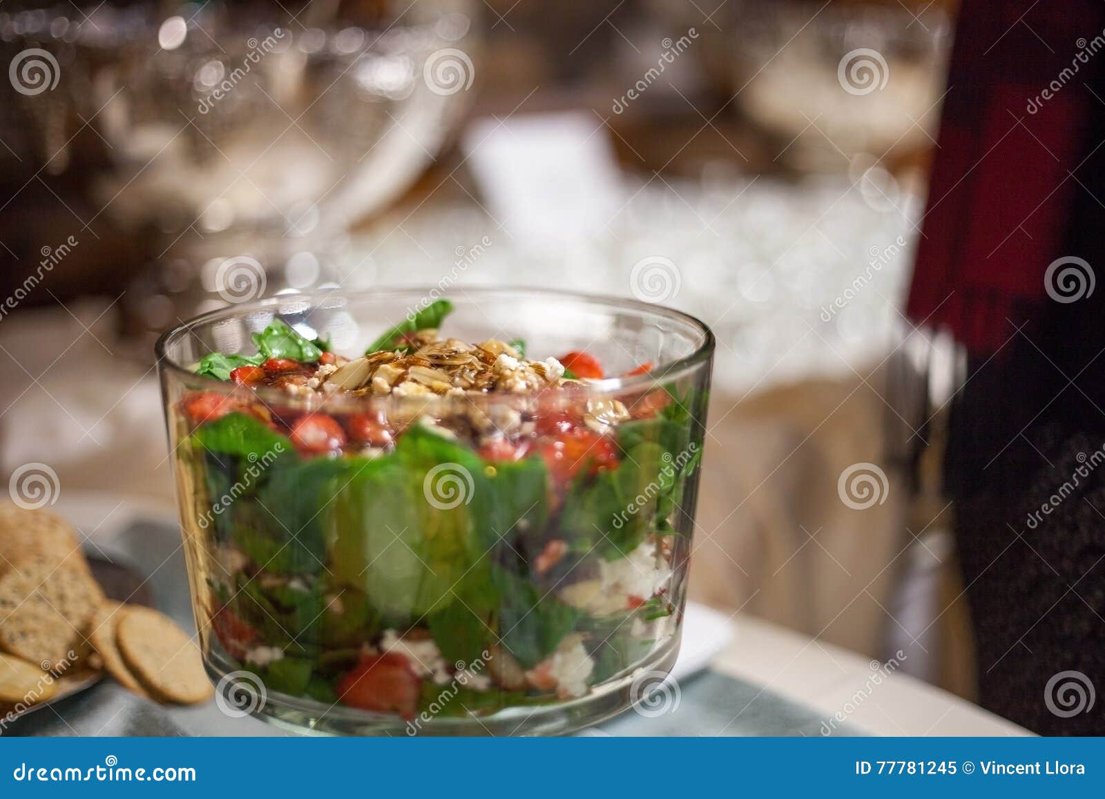 Salad Bowl at a Catered Wedding Reception Stock Image - Image of party ...