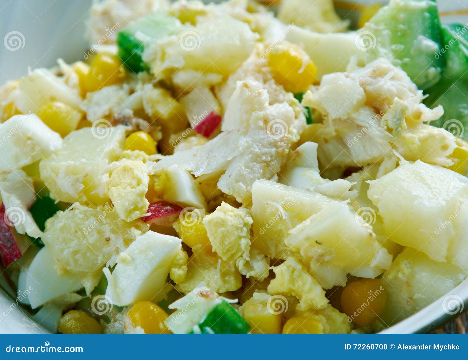 Salad with cod, corn . stock photo. Image of grilled - 72260700