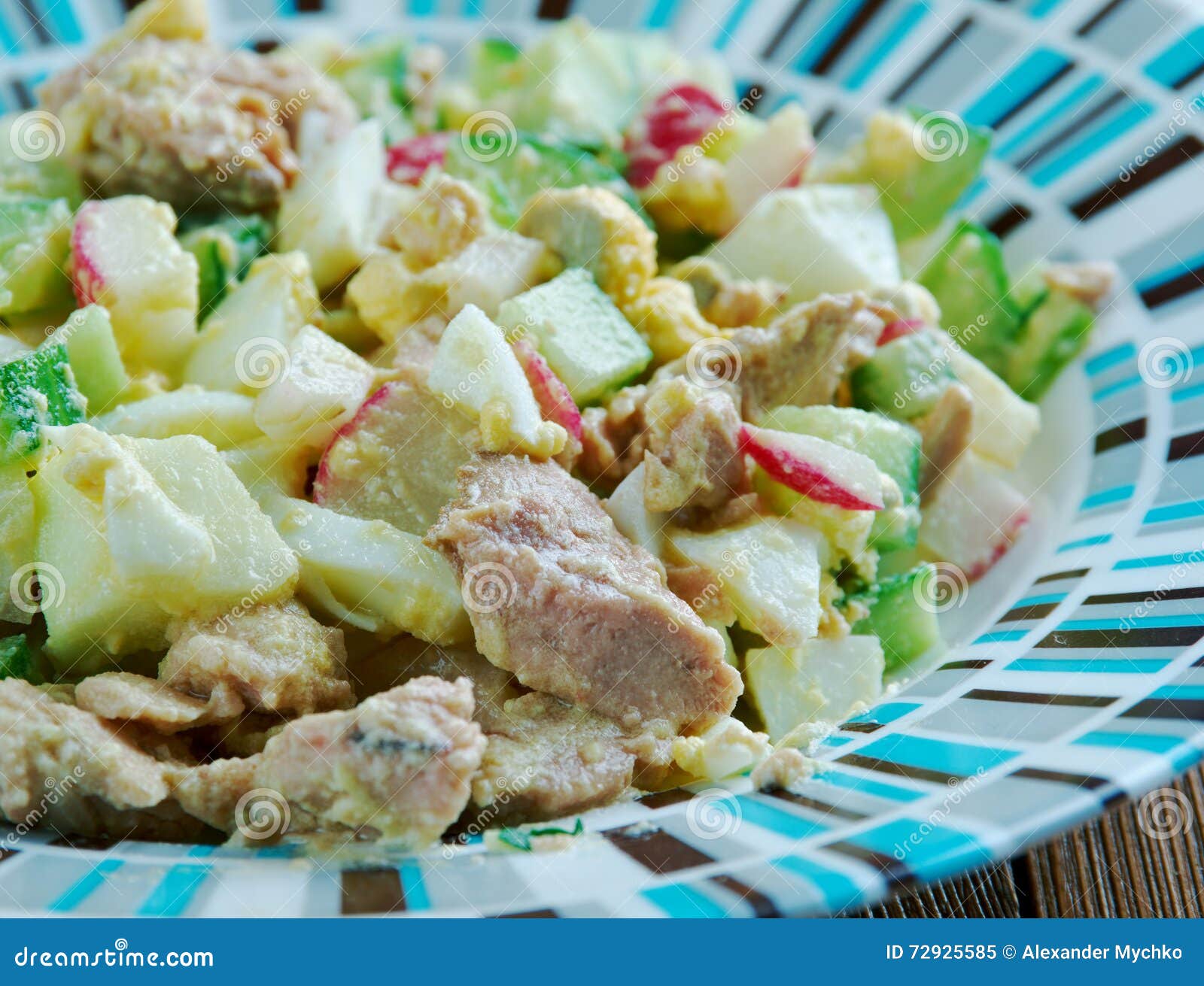 Salad with cod liver stock image. Image of mixed, cucumber - 72925585