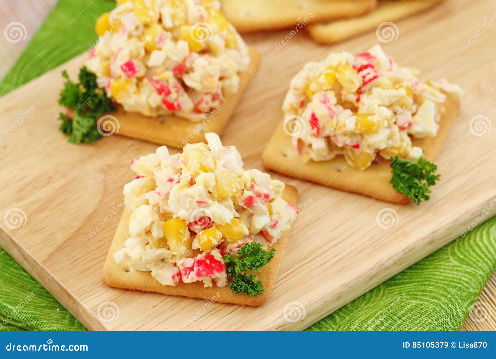 Salad with Crab Sticks and Sweet Corn Stock Image - Image of appetizer ...