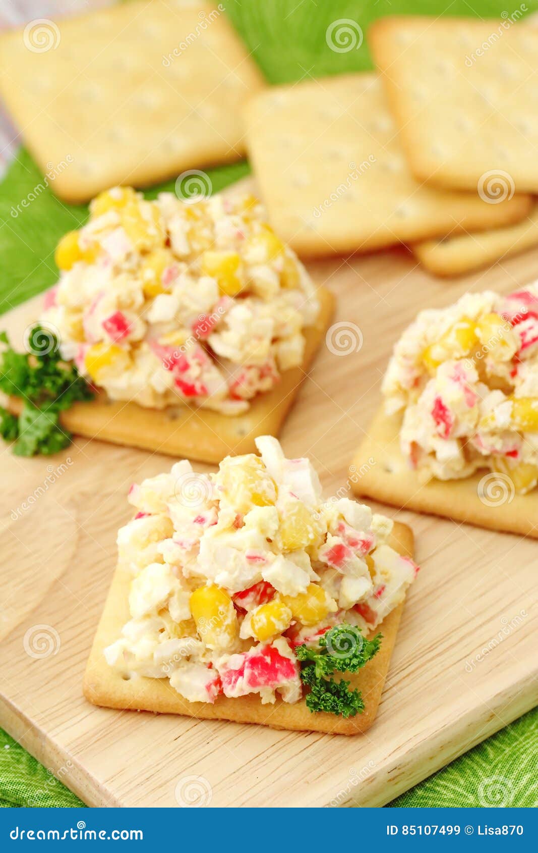 Salad with Crab Sticks and Sweet Corn Stock Image - Image of parsley ...
