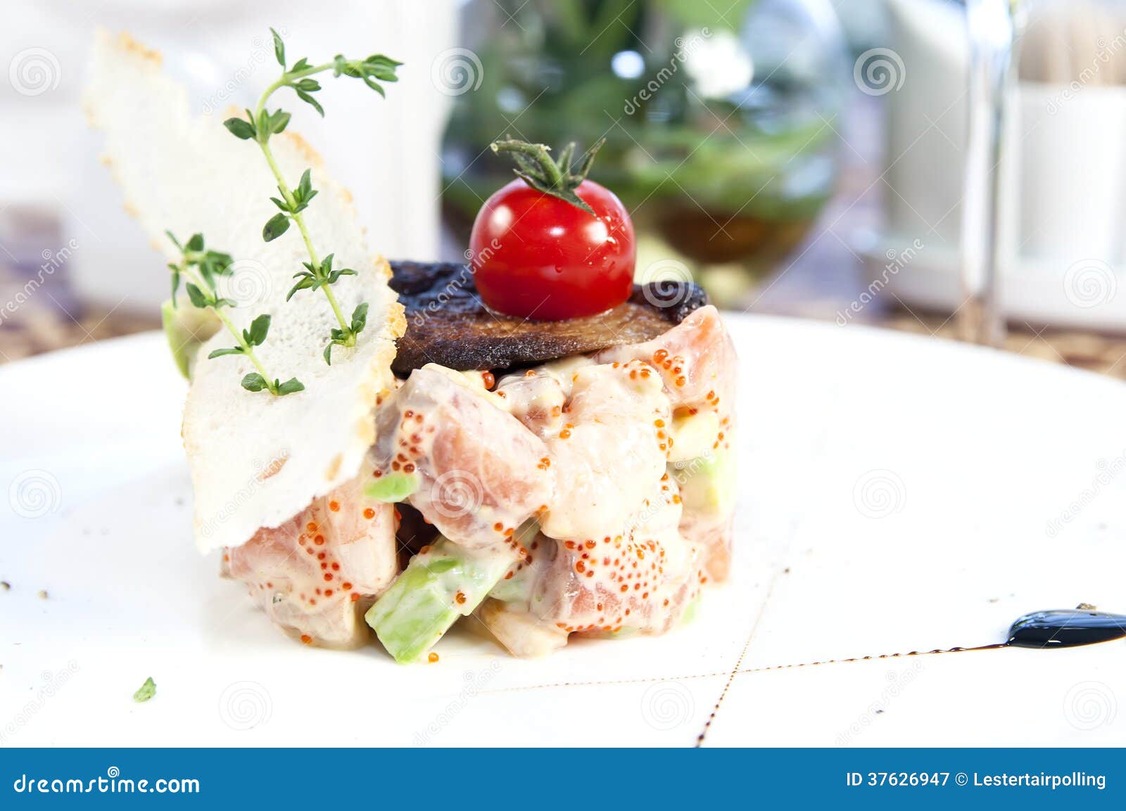 Salad and fish roe stock image. Image of diet, plate - 37626947