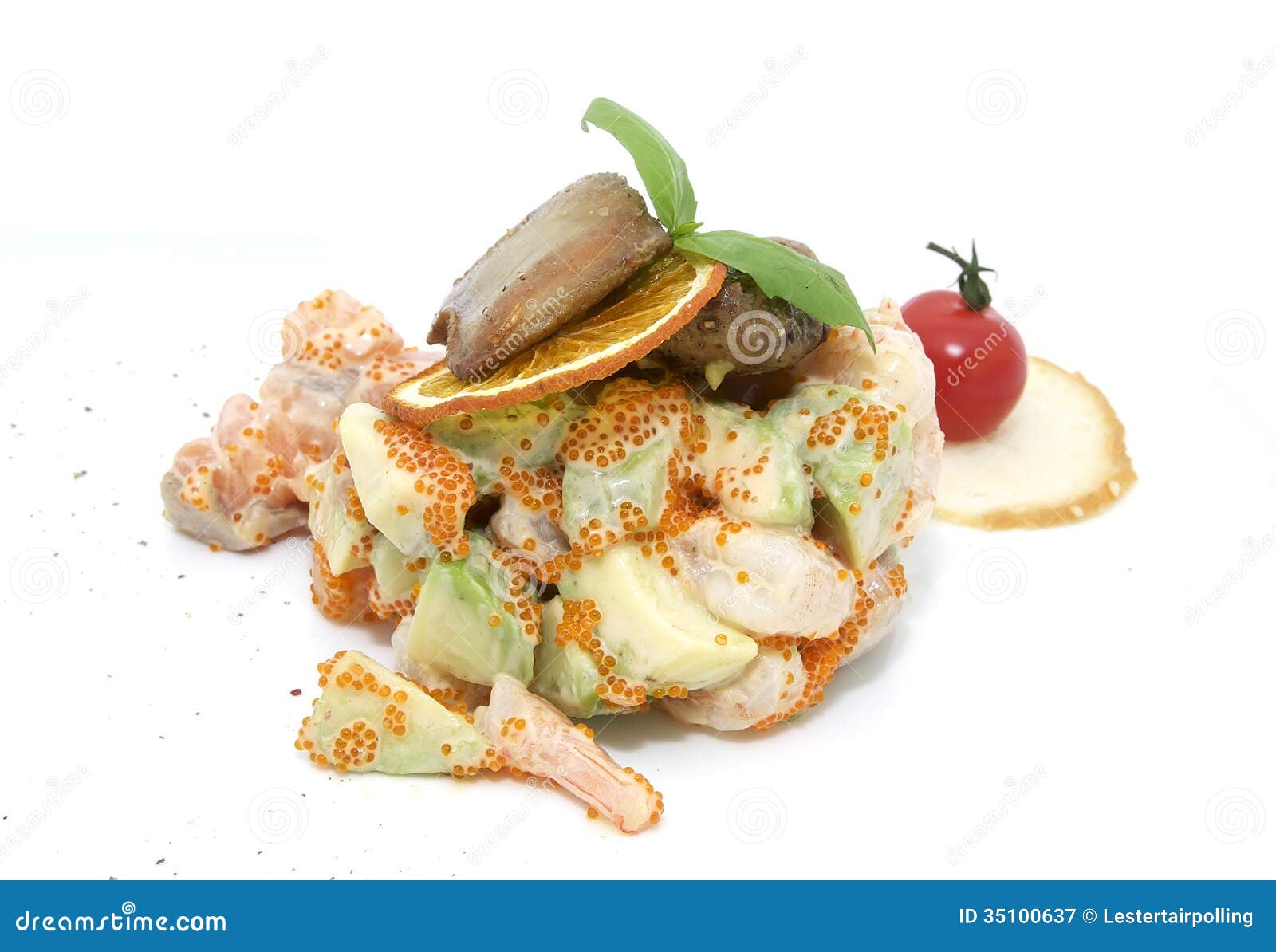 Salad and fish roe stock image. Image of nature, dinner - 35100637