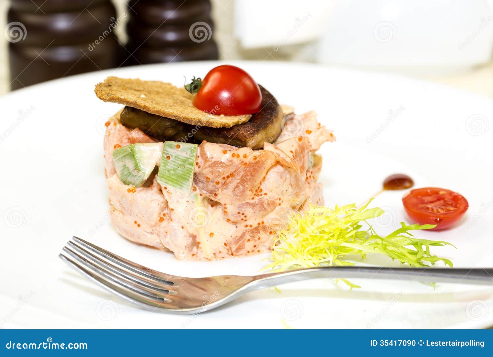Salad and fish roe stock photo. Image of salmon, cuisine - 35417090