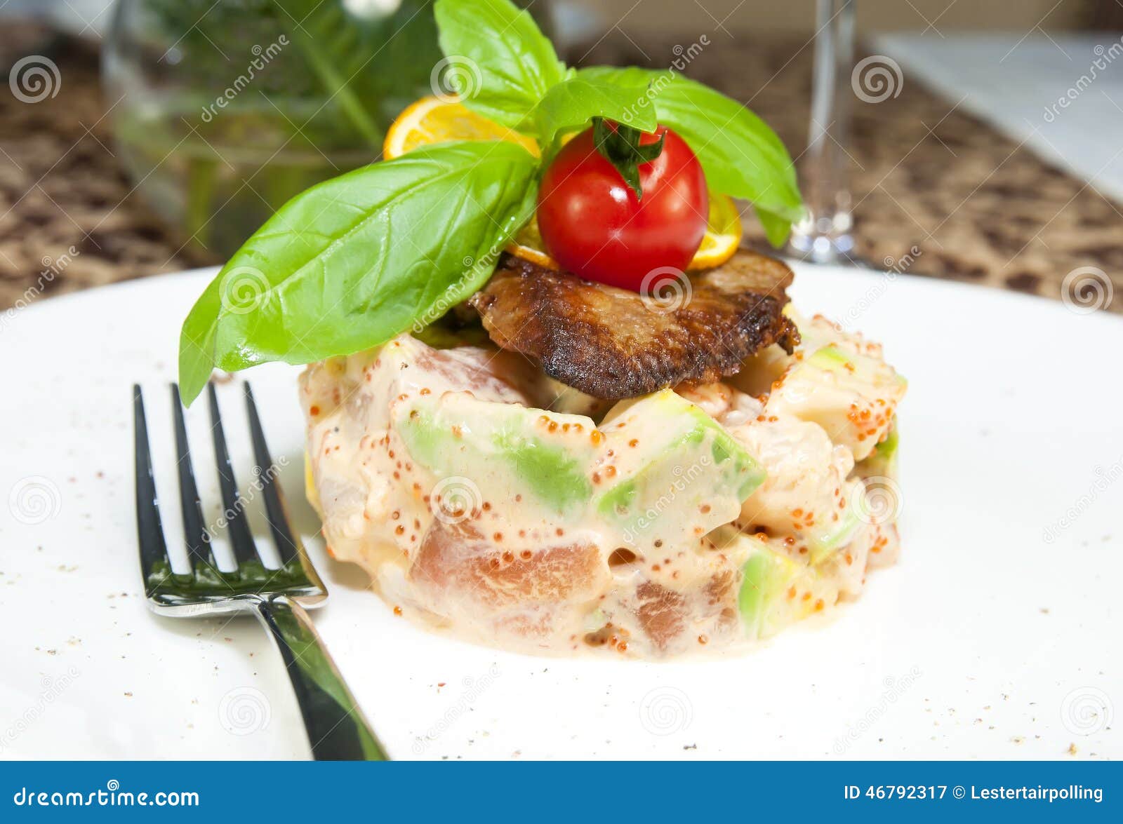 Salad and fish roe stock image. Image of health, plate - 46792317