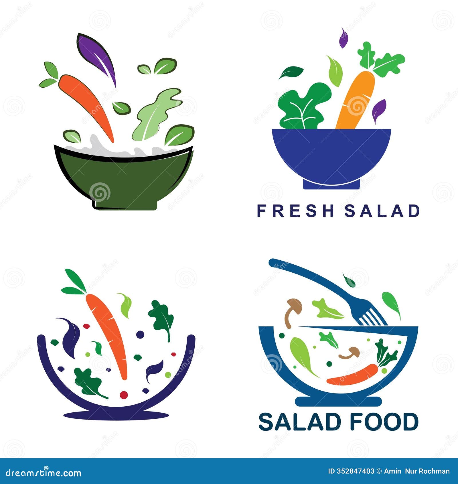 Salad Food Logo Vector Design Stock Illustration - Illustration of ...
