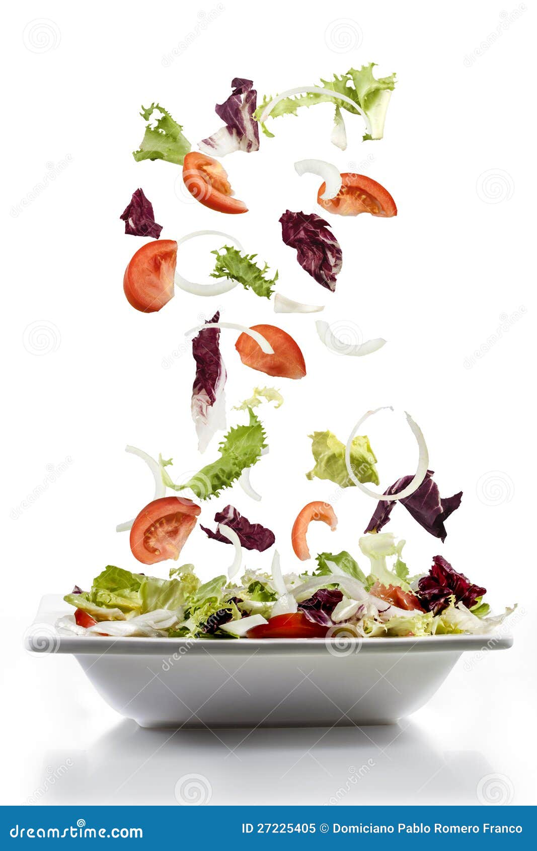 Salad with Fresh Vegetables Falling on Plate Stock Image - Image of ...