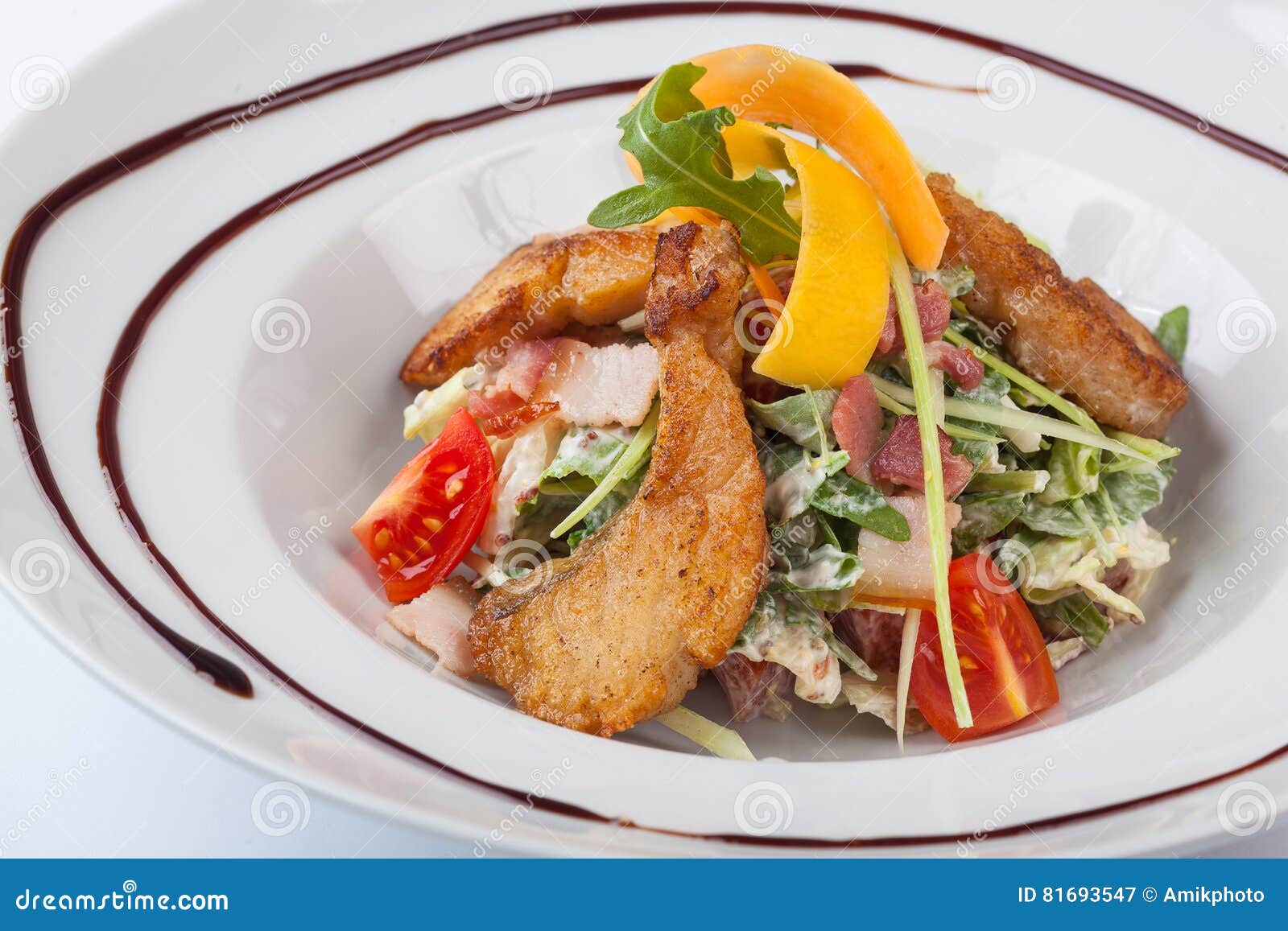 Salad with Fried Pike Perch Stock Image - Image of nutrition, diet ...