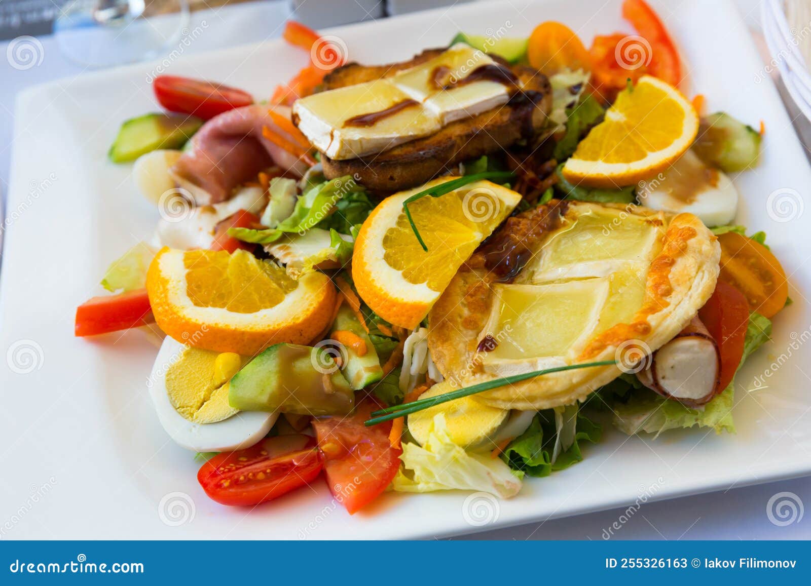 Salad With Goat Cheese Greens Vegetables Stock Image Image Of Toast Sliced 255326163