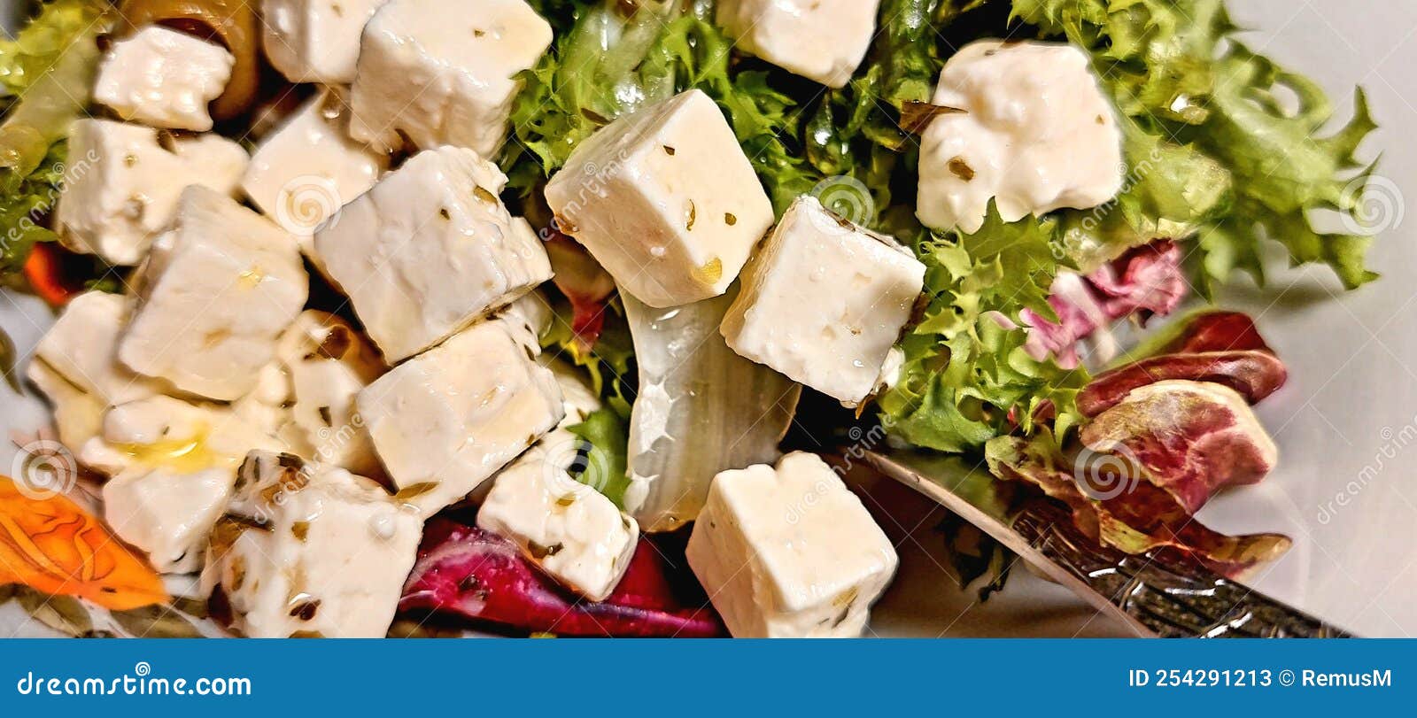 Salad with Goat Cheese and Olives, Ecco Food. Stock Image - Image of ...