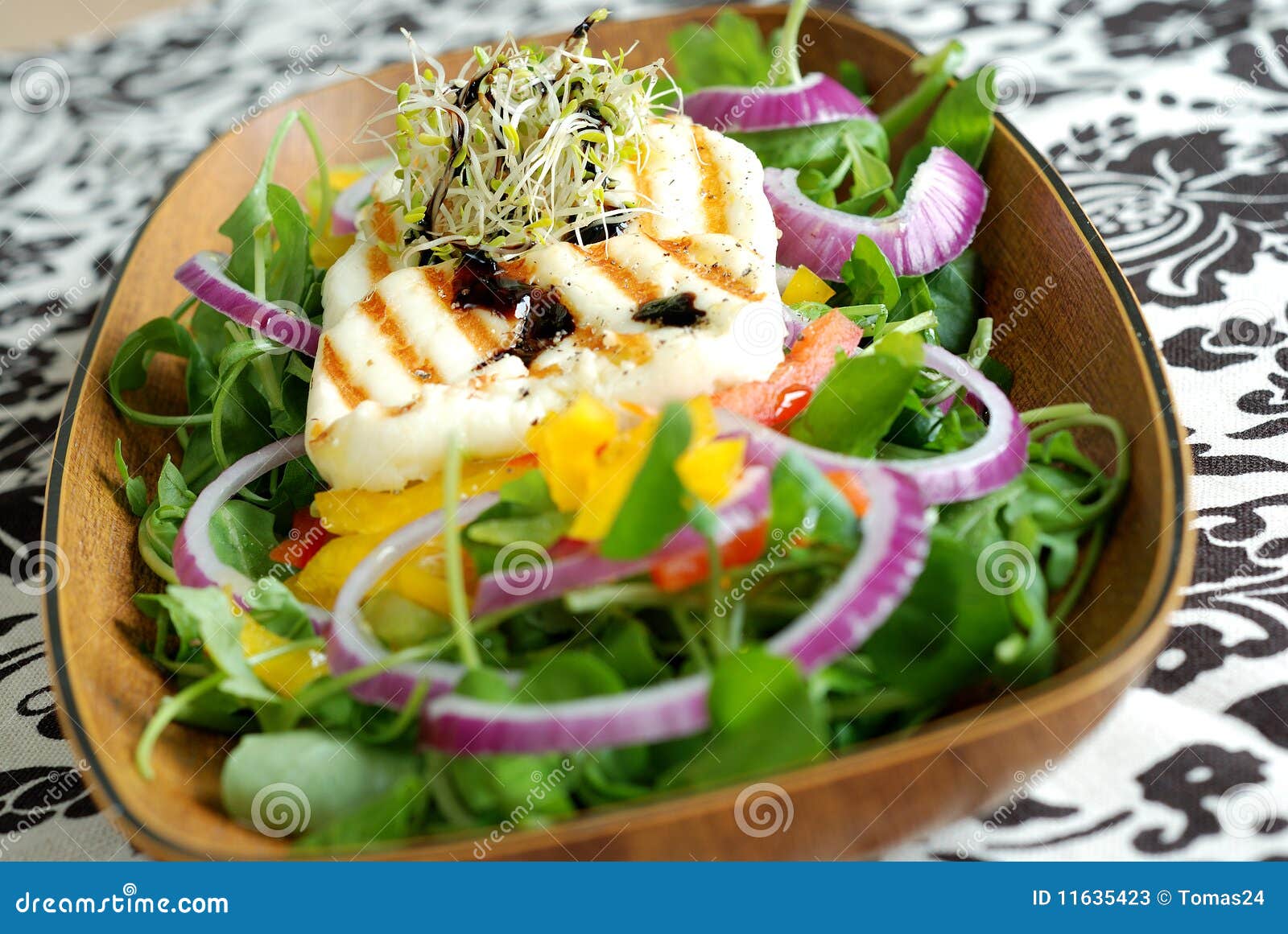 Salad with grilled cheese stock image. Image of delicious - 11635423