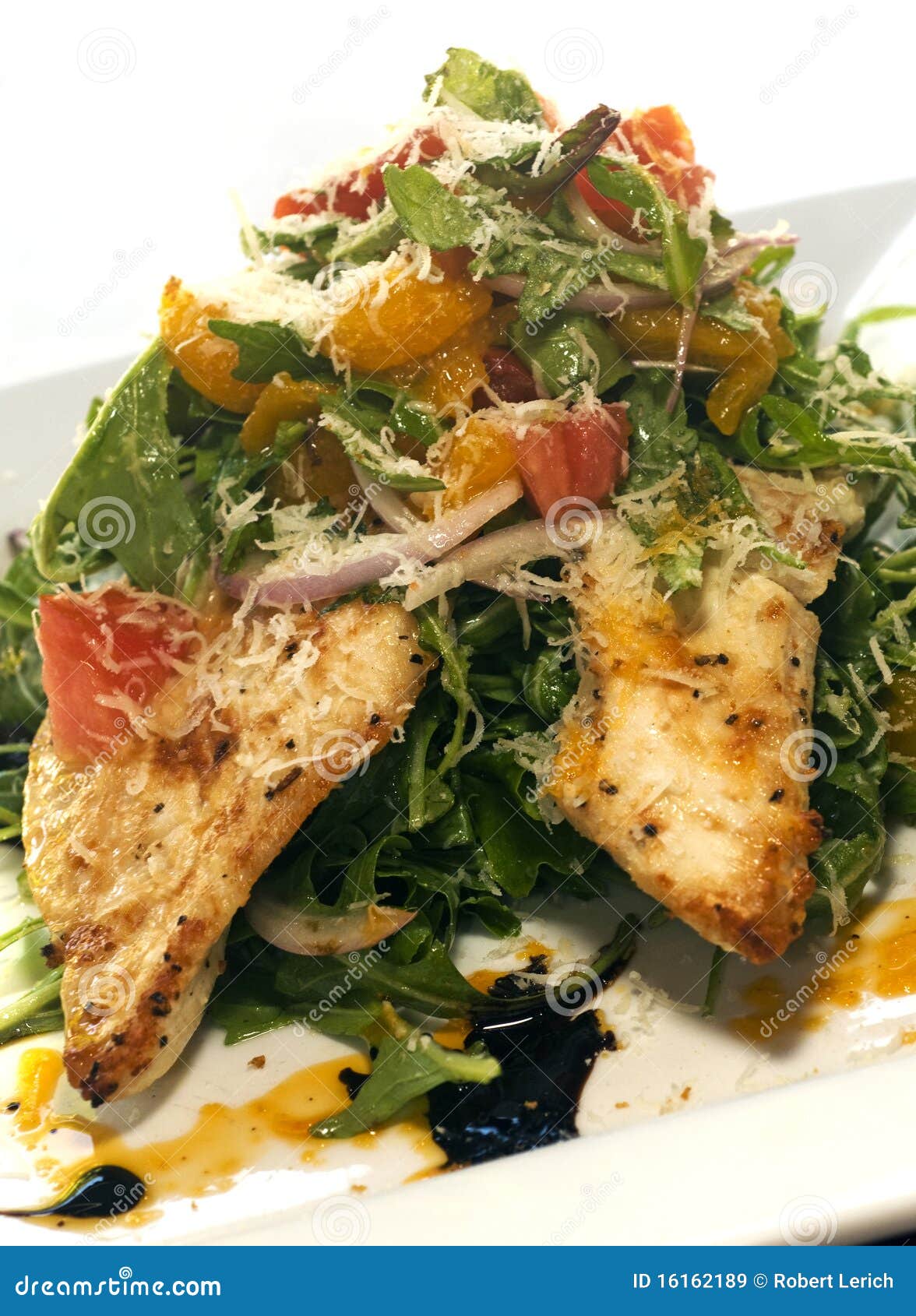 Salad with Grilled Chicken Filet Stock Image - Image of filet, cheese ...