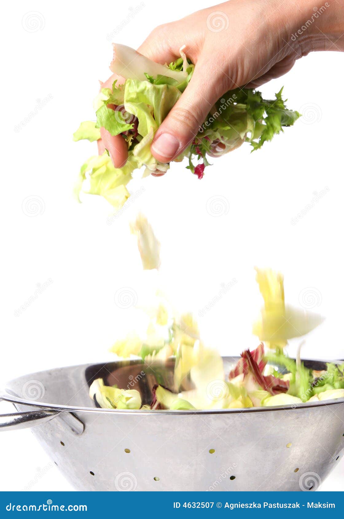 Salad in hand stock image. Image of kitchen, colander - 4632507