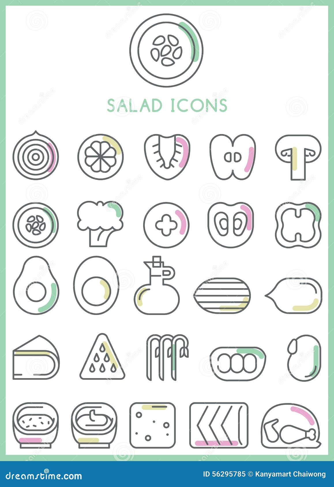 Salad icons set stock vector. Illustration of illustrator - 56295785