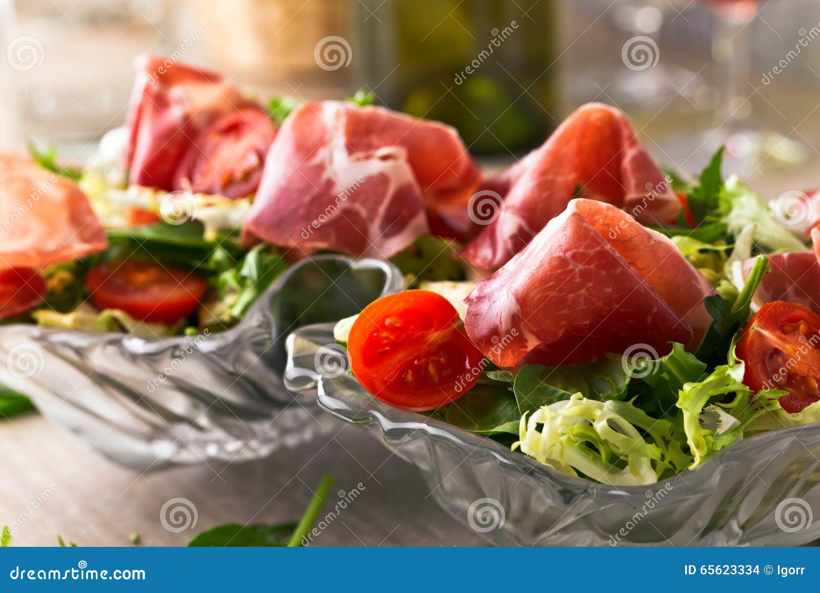 Salad with jamon stock photo. Image of delicatessen, slice - 65623334