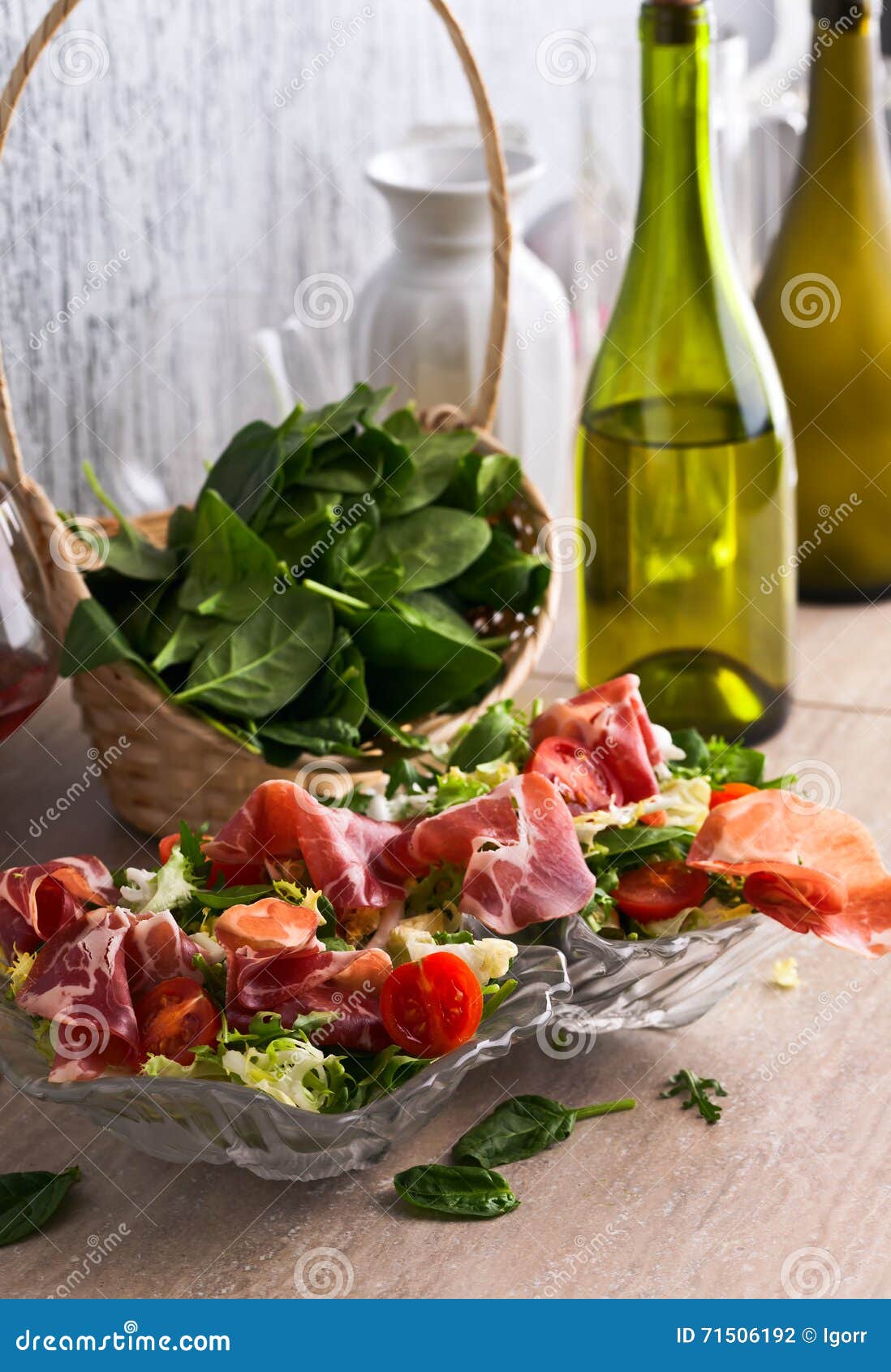 Salad with jamon stock photo. Image of leaf, delicatessen - 71506192