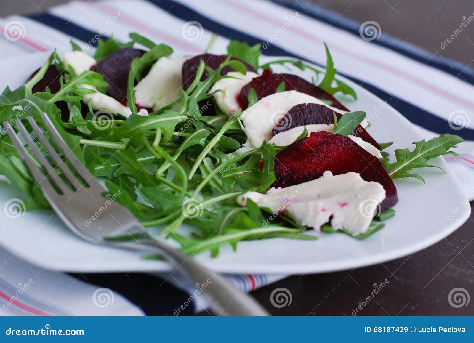 Salad with Mozzarella, Lettuce Ande Beetroot Stock Image - Image of ...