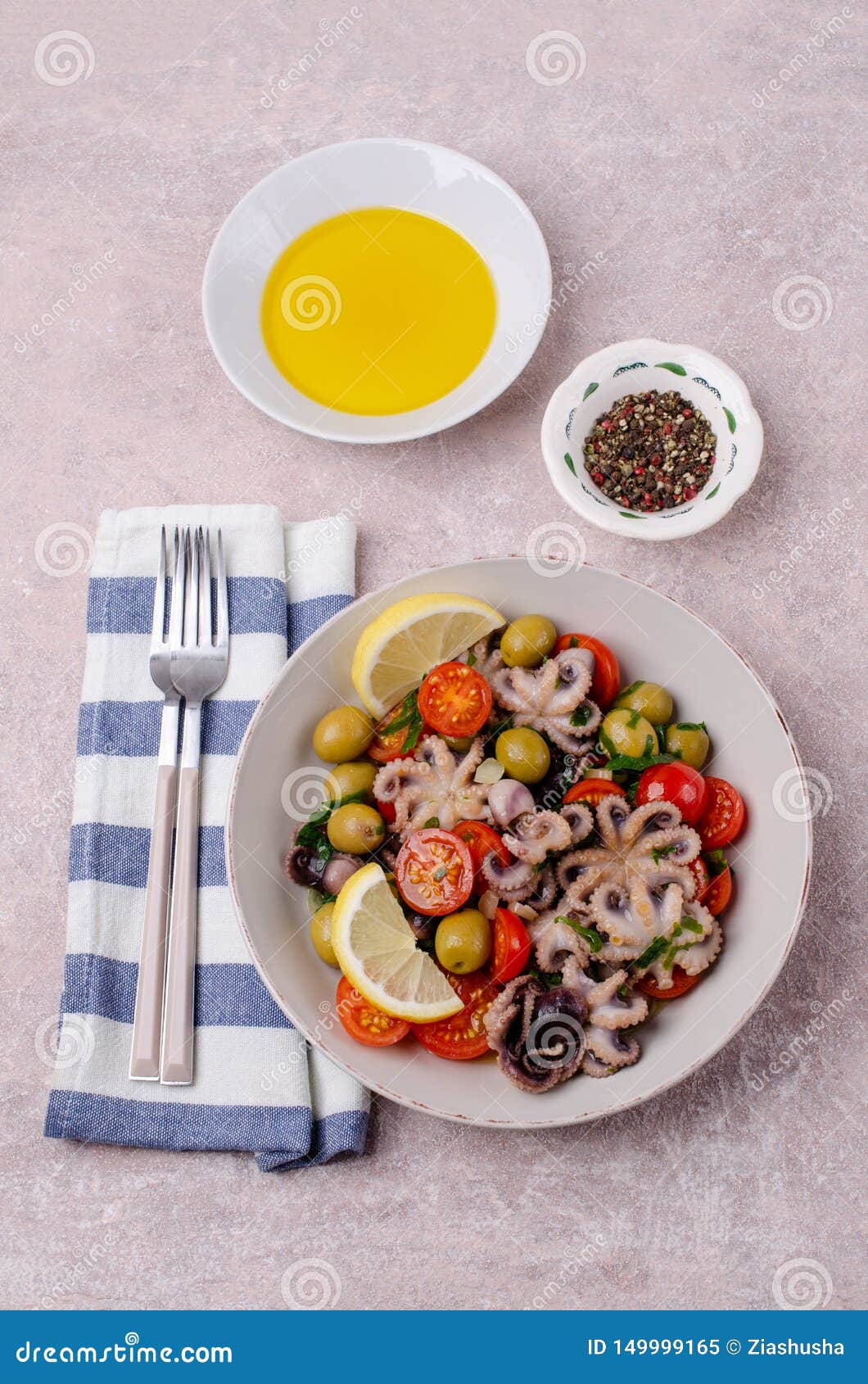 Salad with octopus stock image. Image of appetizer, garlic - 149999165