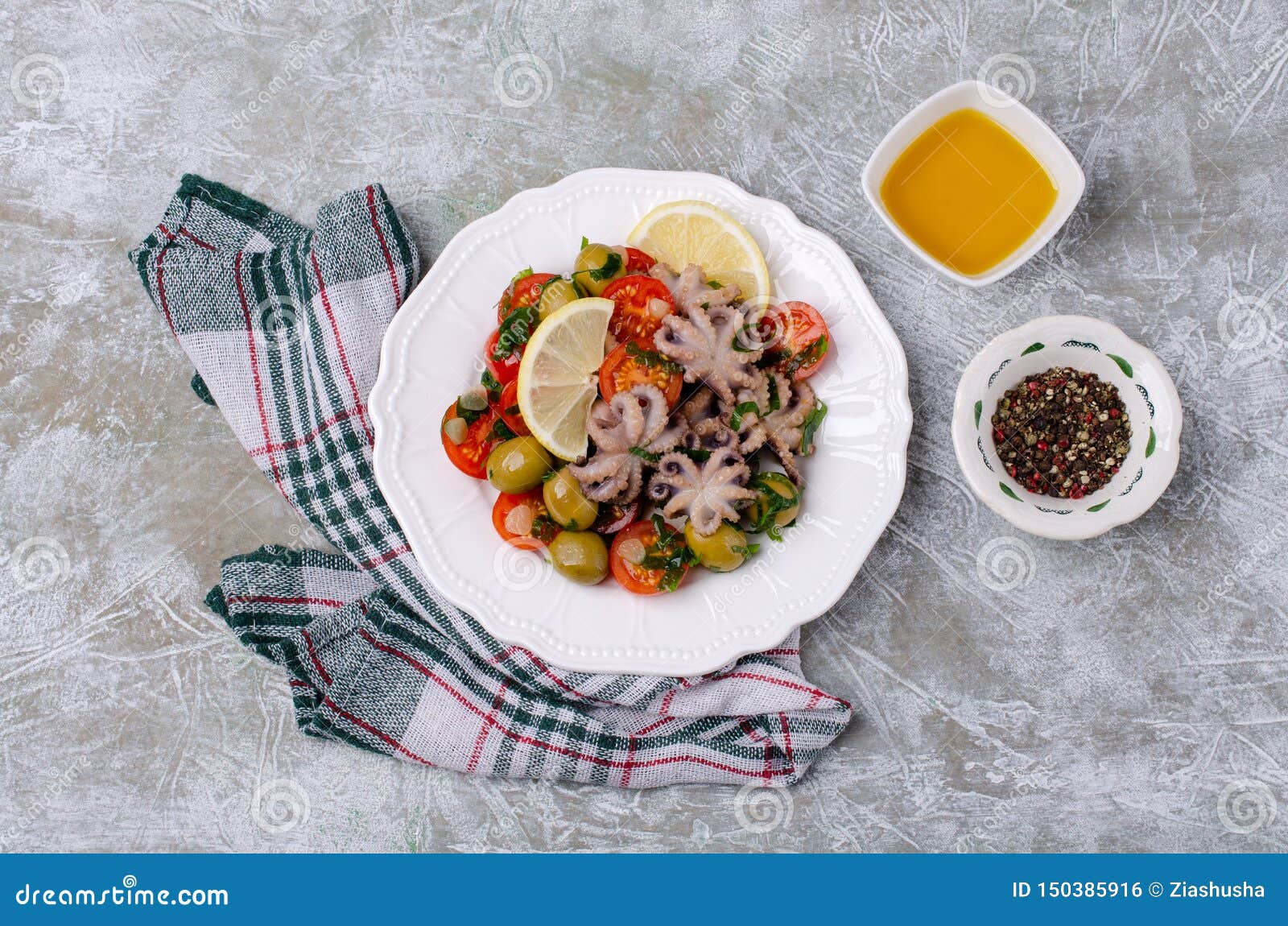 Salad with octopus stock photo. Image of lime, cocktail - 150385916