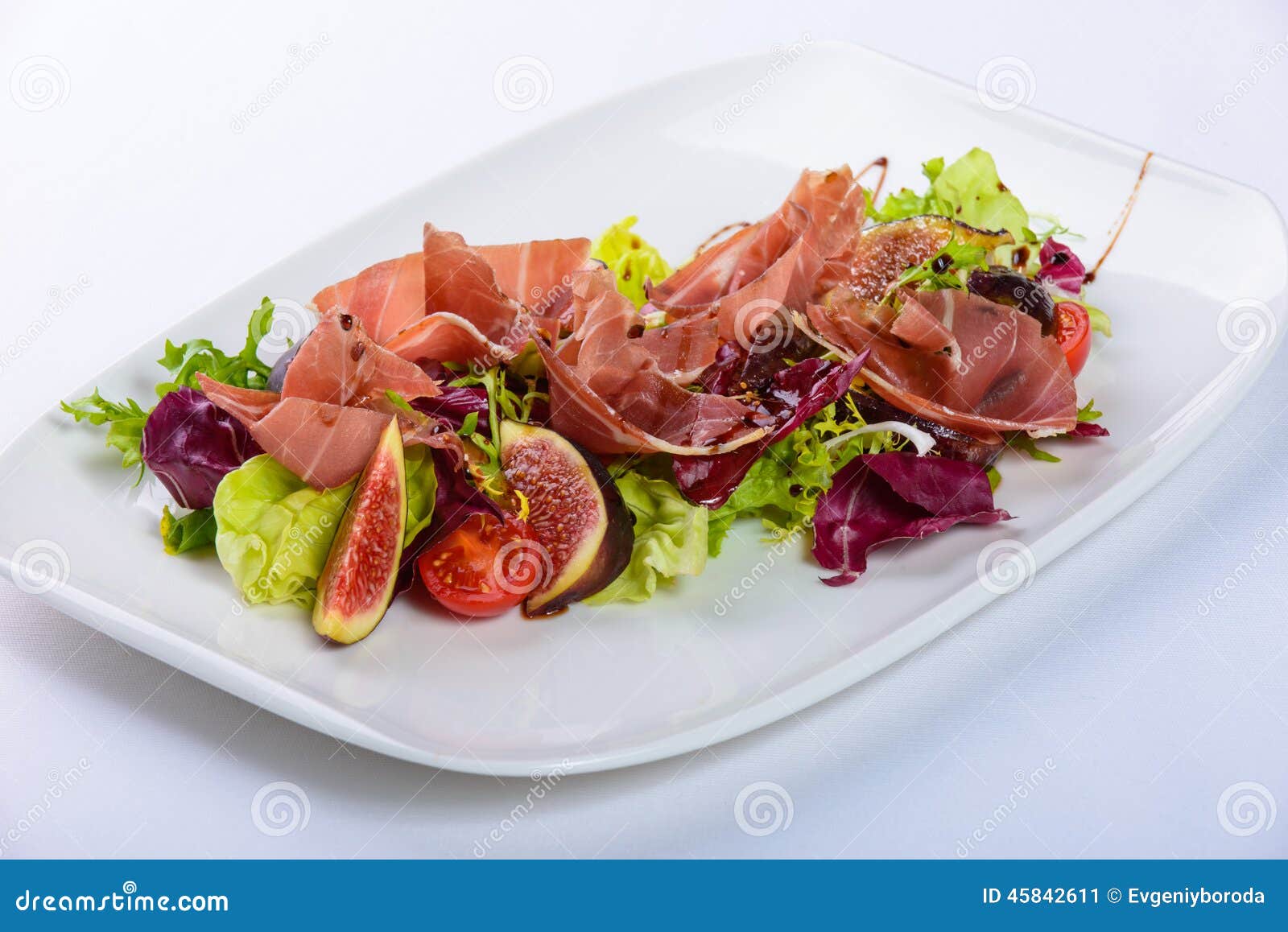 Salad with parma and figs stock image. Image of antipasto - 45842611