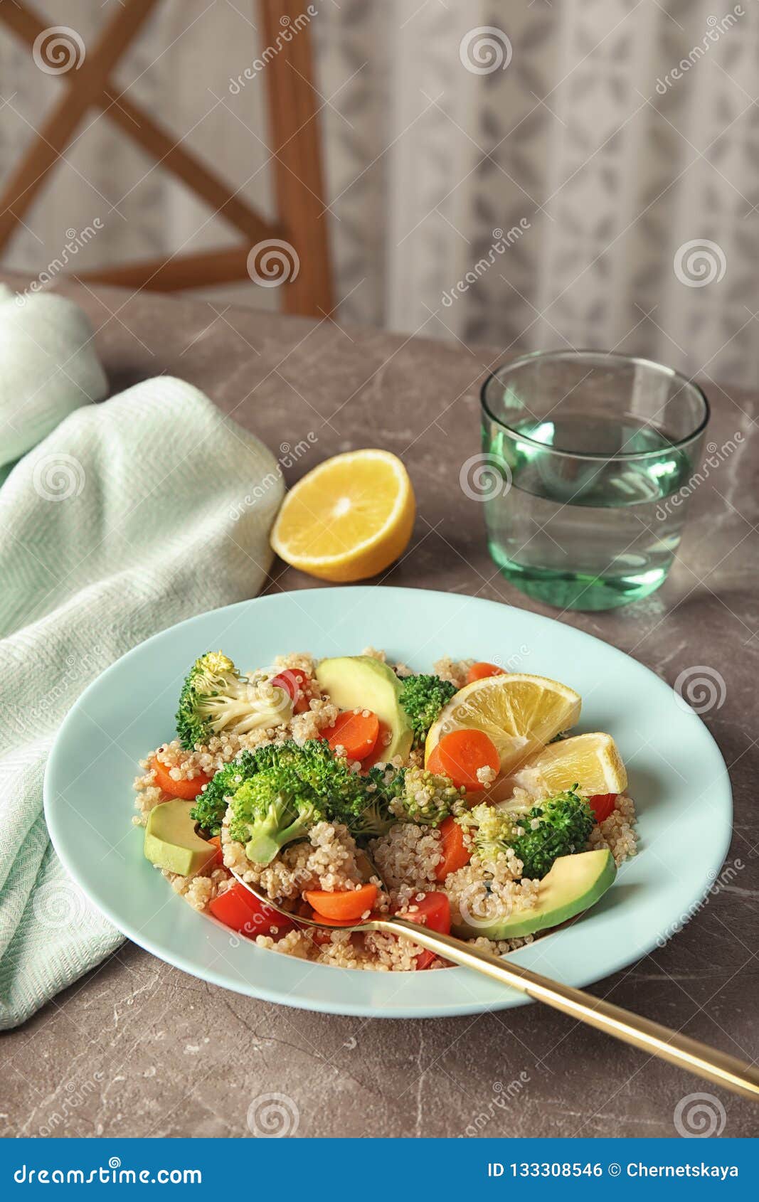 Salad with quinoa in plate stock photo. Image of fresh - 133308546