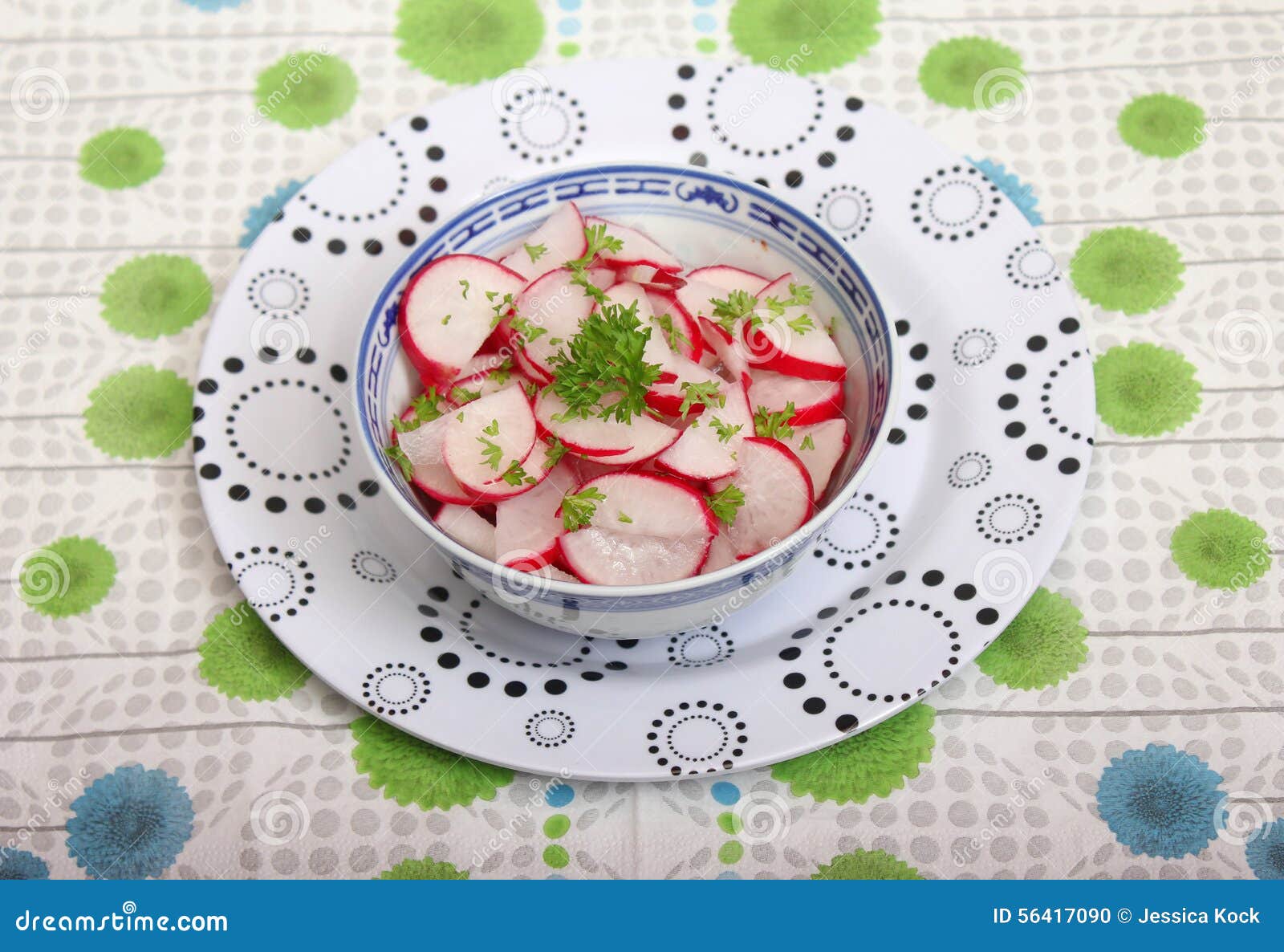 Salad of red radish stock photo. Image of herbs, cress - 56417090