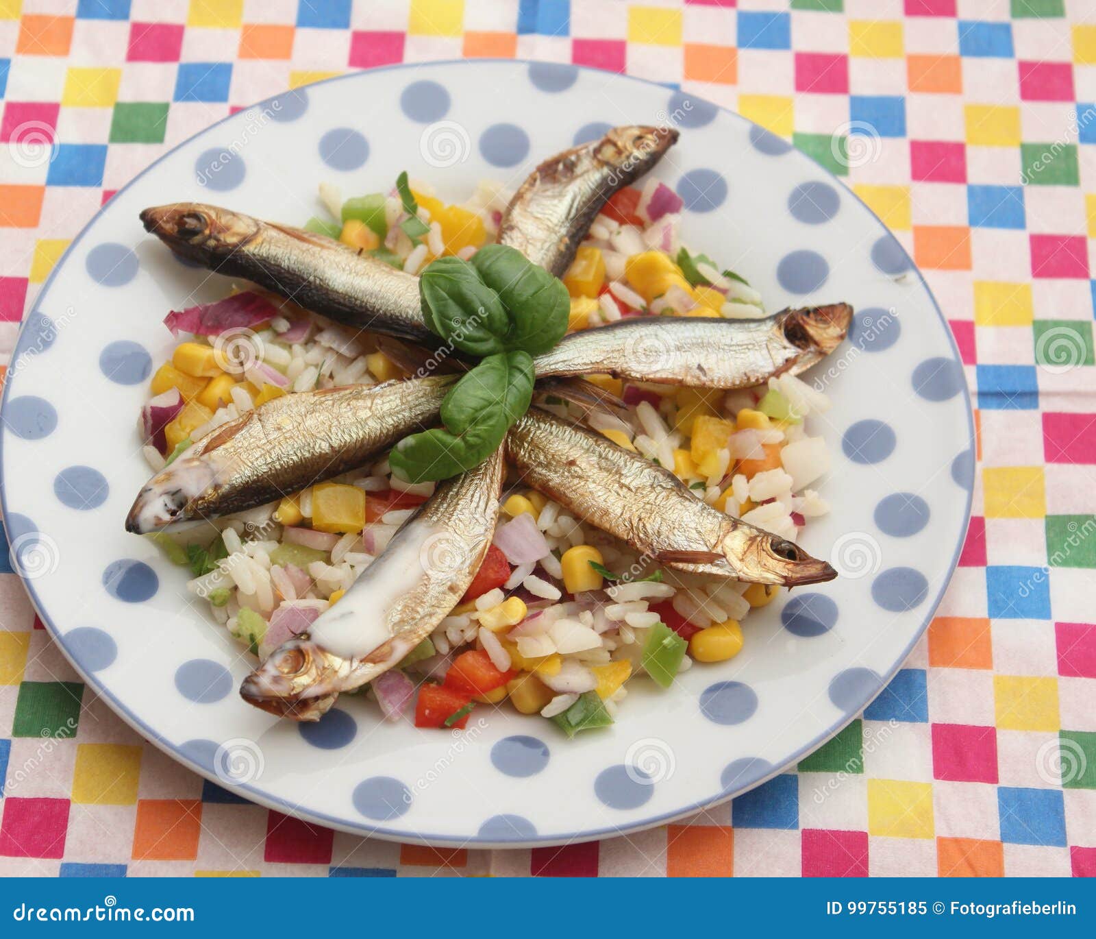 Salad of Rice with Fish stock image. Image of salad, food - 99755185