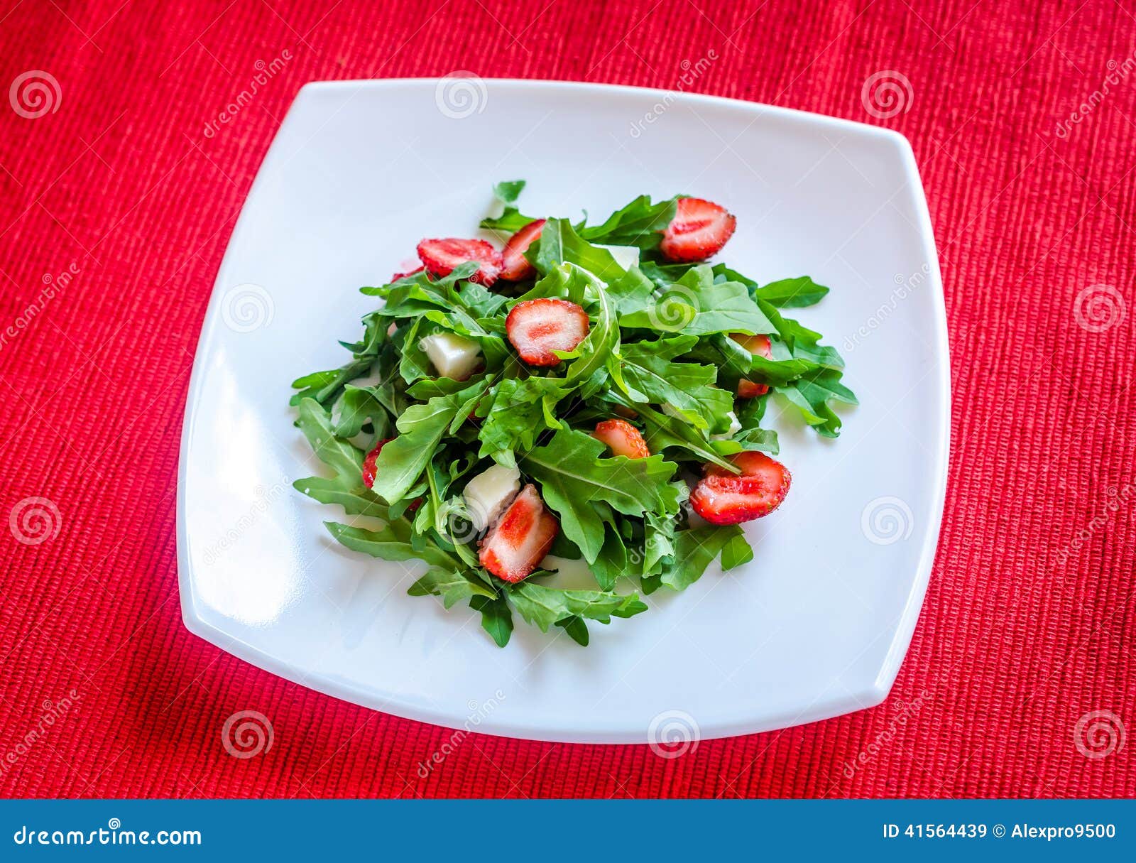 Salad Rocket with Fresh Strawberries and Mozzarella Stock Image - Image ...