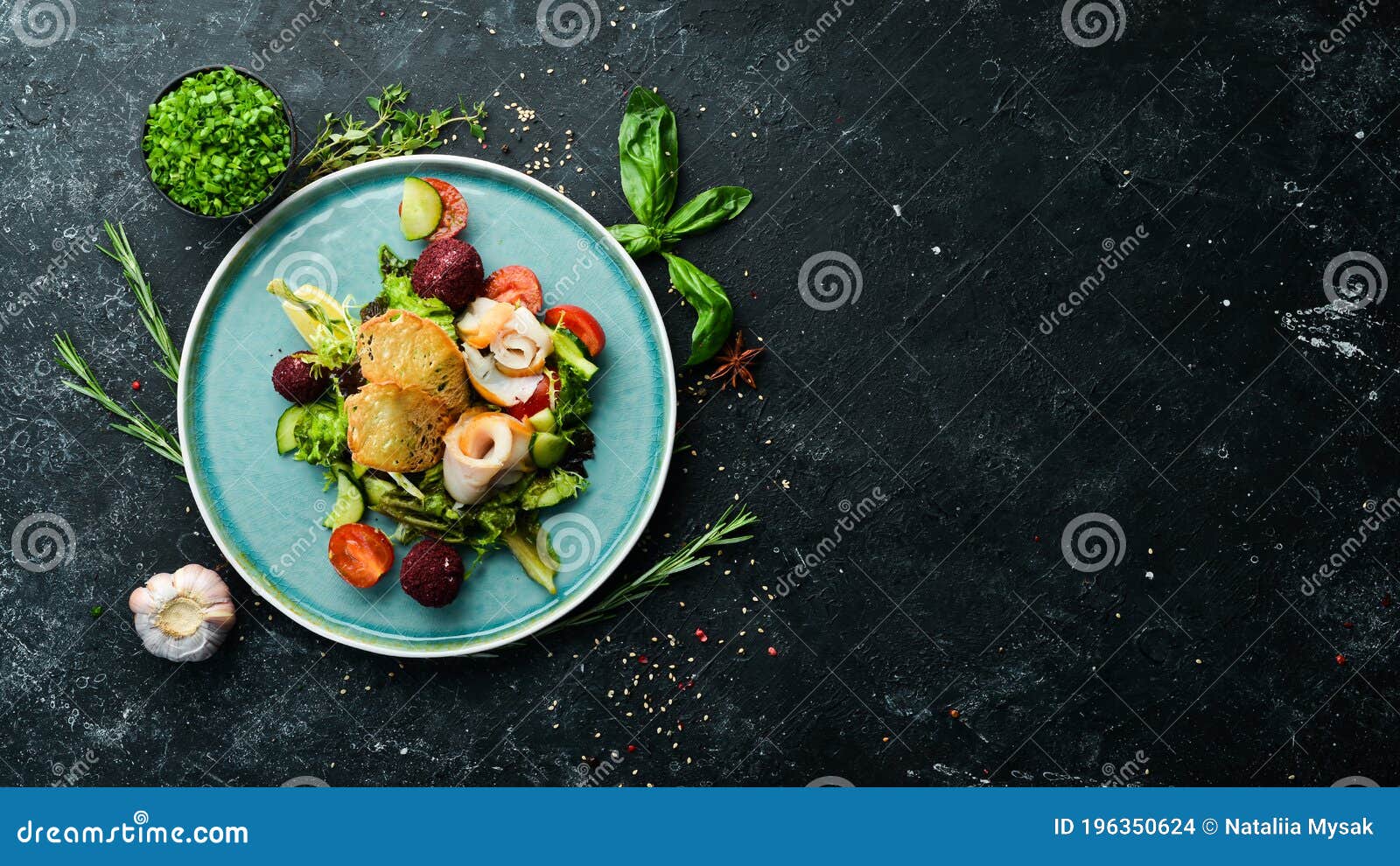 Salad with Salted Fish, Cheese and Vegetables. Stock Photo - Image of ...